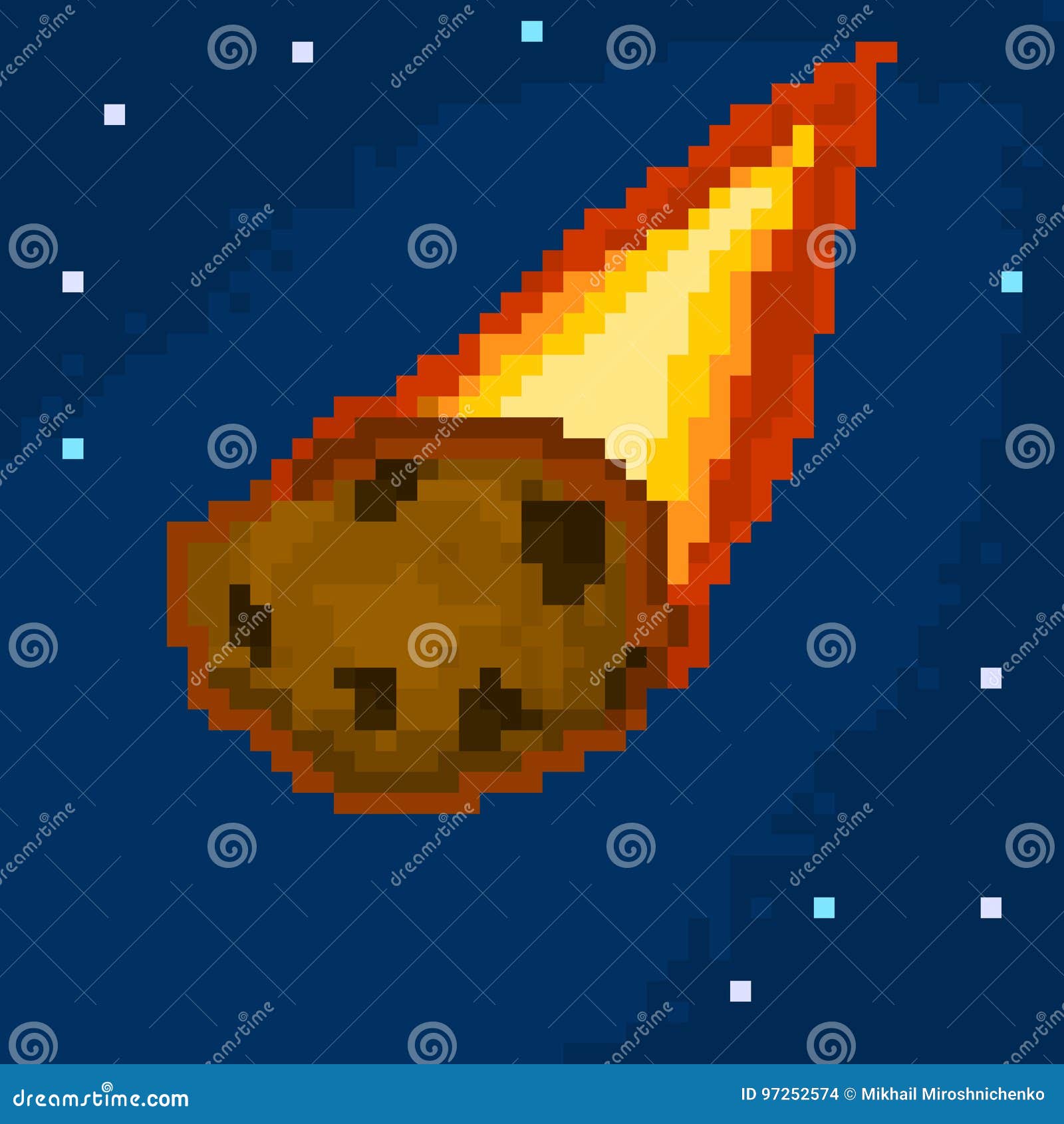 Meteorito do pixel ilustração stock. Ilustração de perigo - 97252574