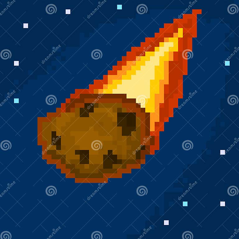 Meteorito do pixel ilustração stock. Ilustração de perigo - 97252574