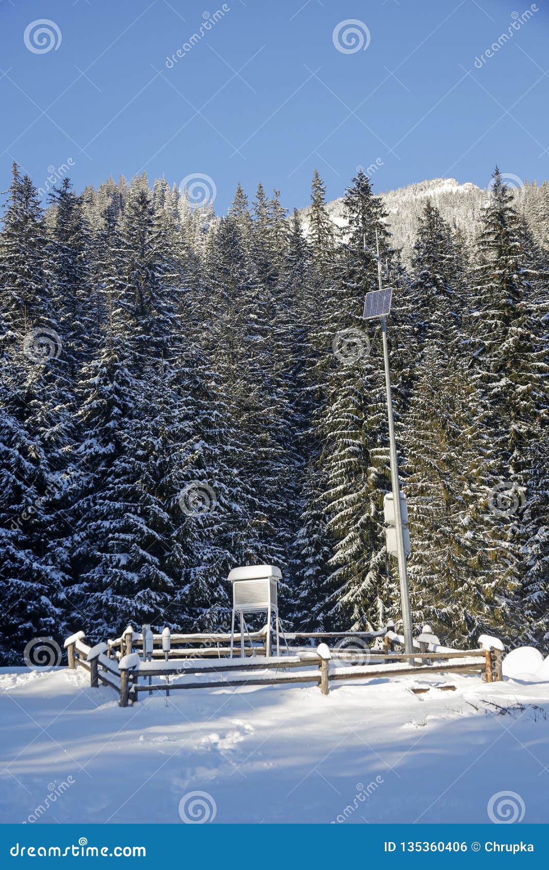 Meteorological Station in the Mountains at Winter Stock Photo - Image ...