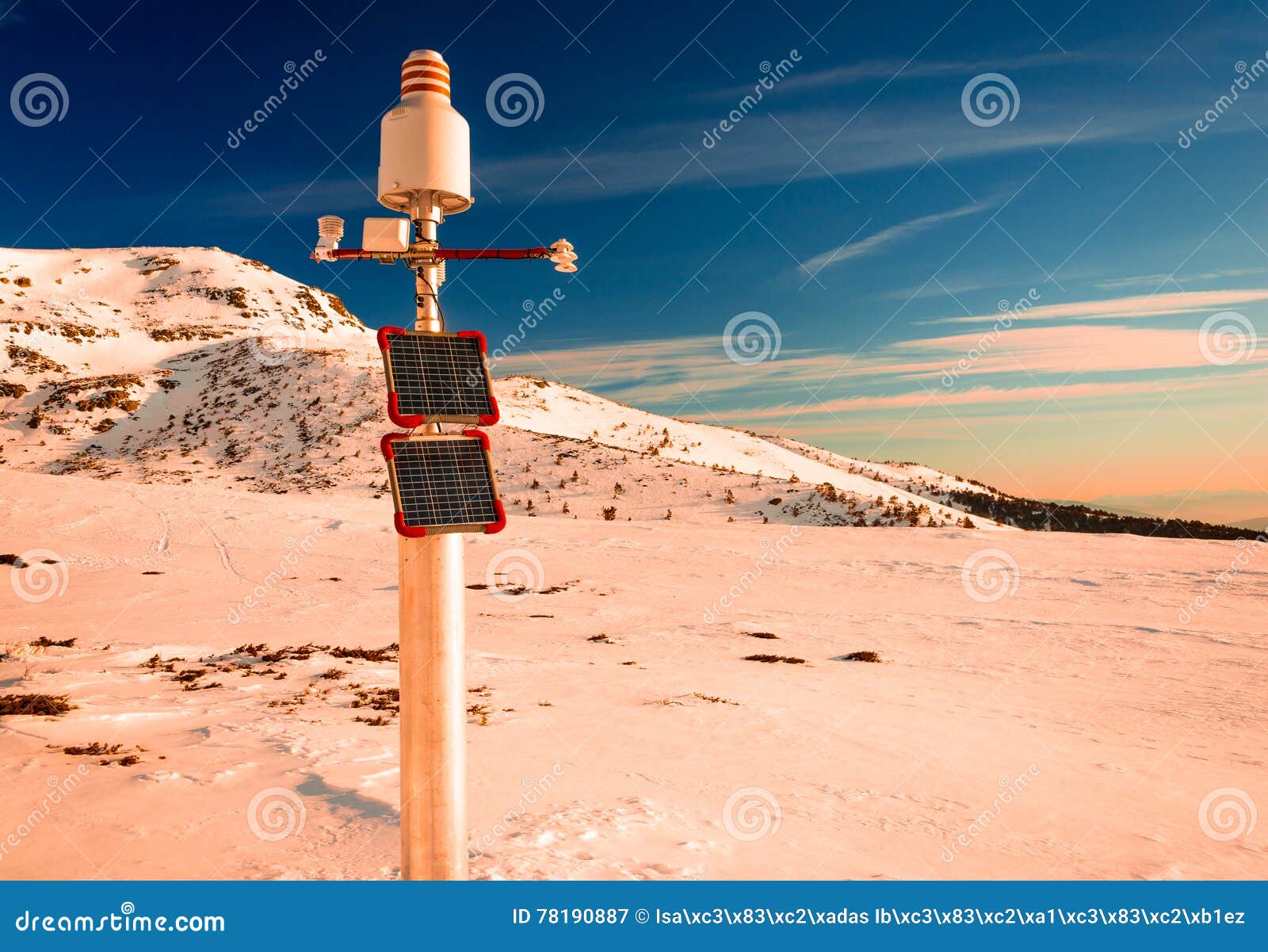 Meteorological Station, Powered with Solar Panels Stock Image - Image ...
