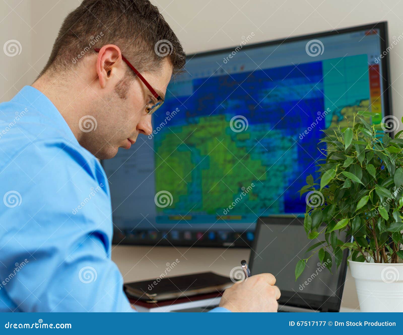 Meteorologist At The Computer Royalty-Free Stock Image | CartoonDealer ...