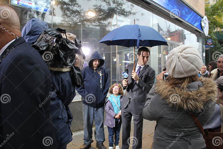 Meteorologist Jeff Smith Reporting Hurricane Sandy Editorial Stock ...