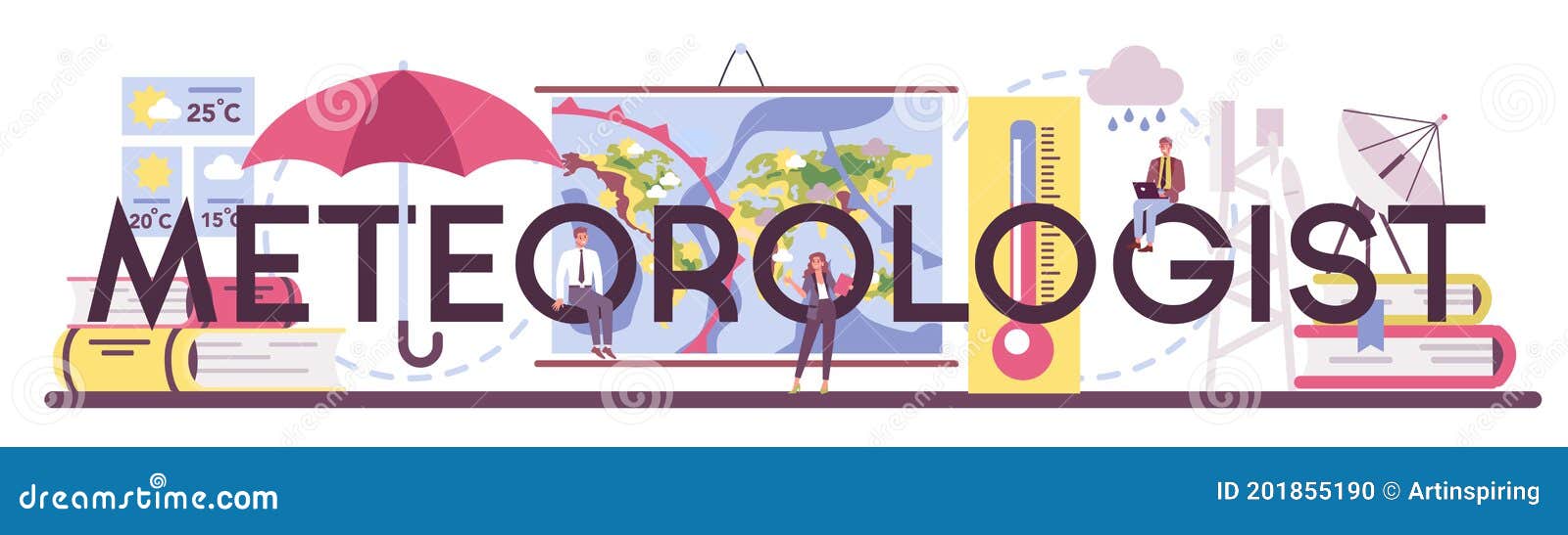 Meteorologist Typographic Header. Weather Forecaster Studying and ...