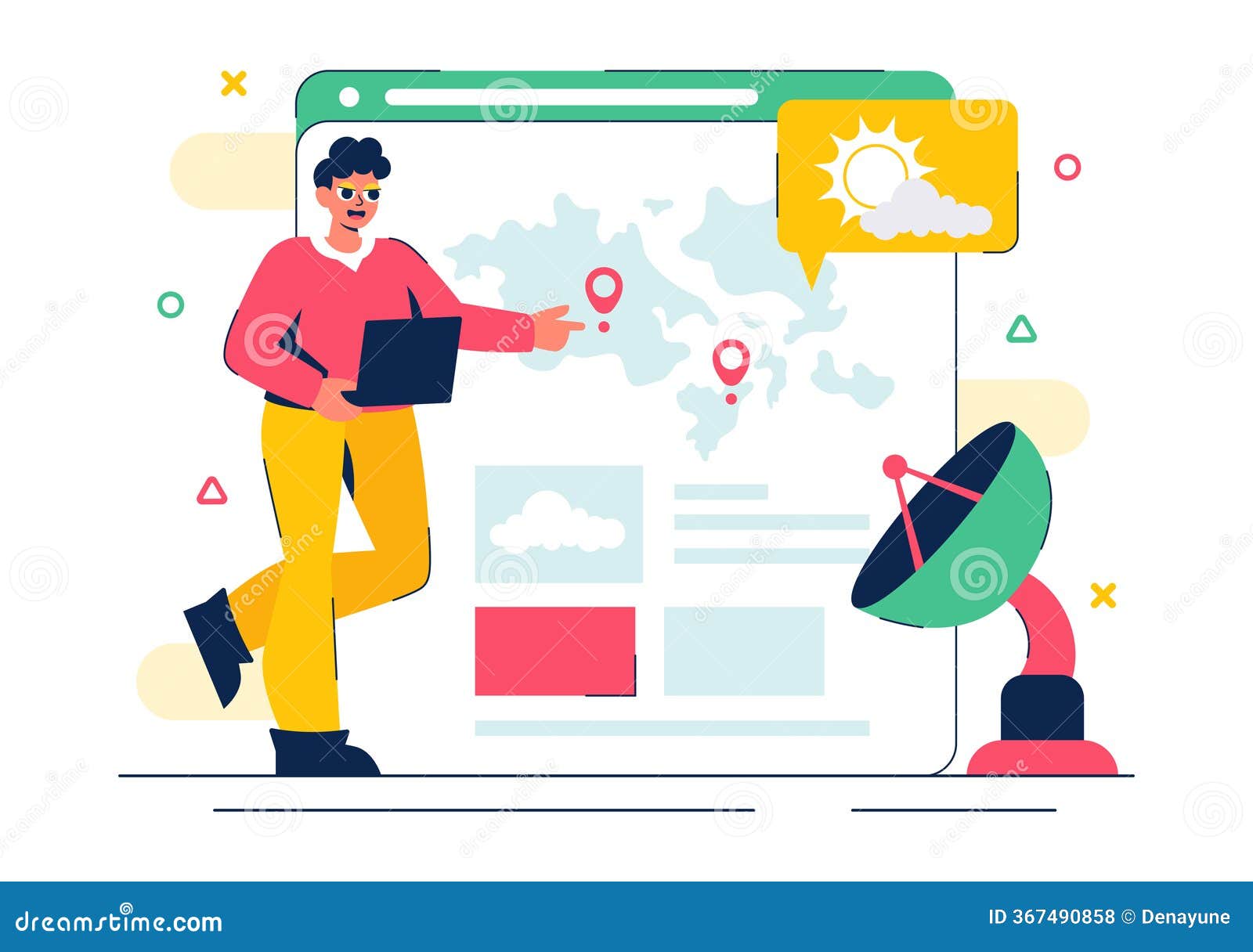 Meteorologist Vector Illustration Featuring A Weather Forecaster ...