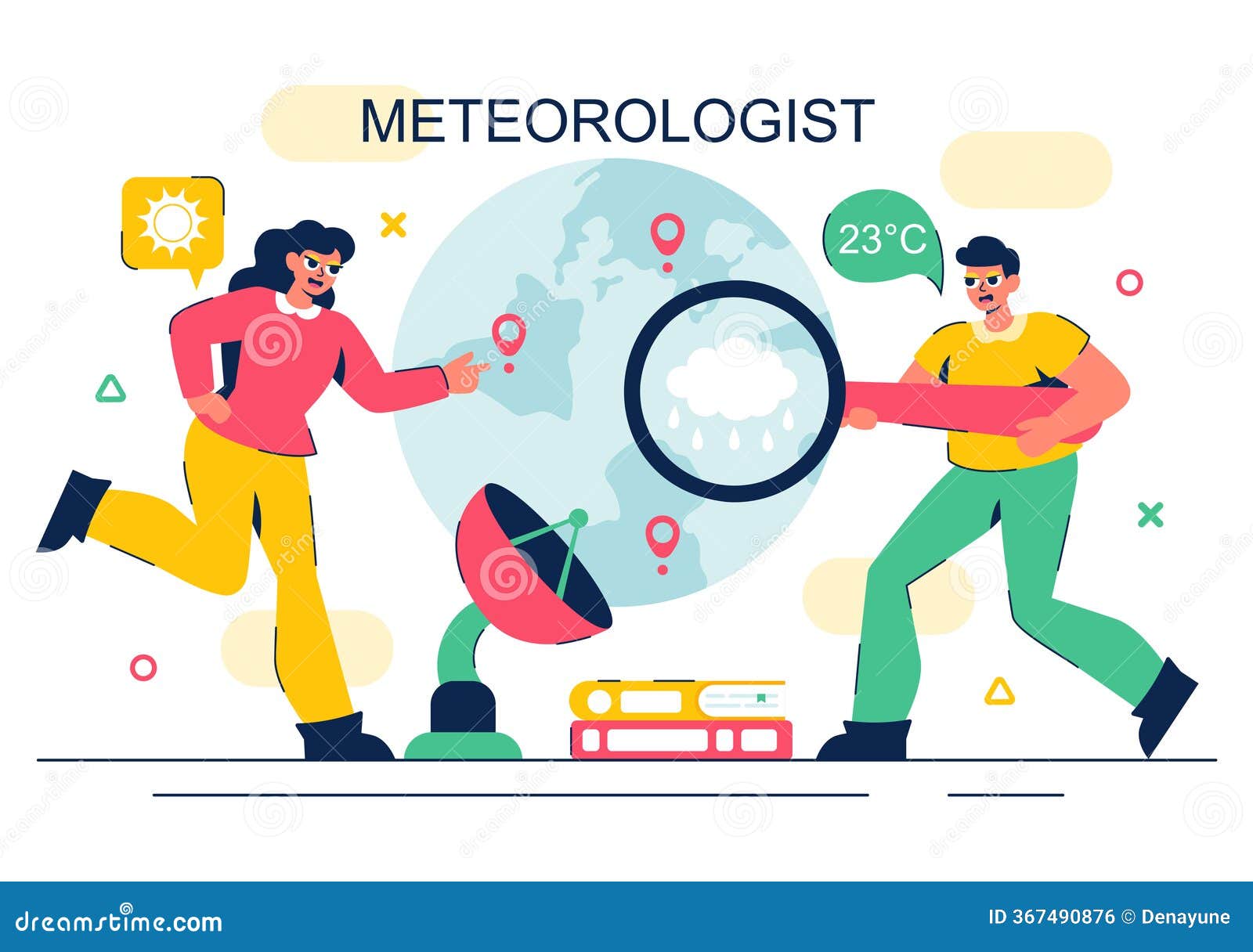 Meteorologist Vector Illustration With Weather Forecast And Atmospheric ...