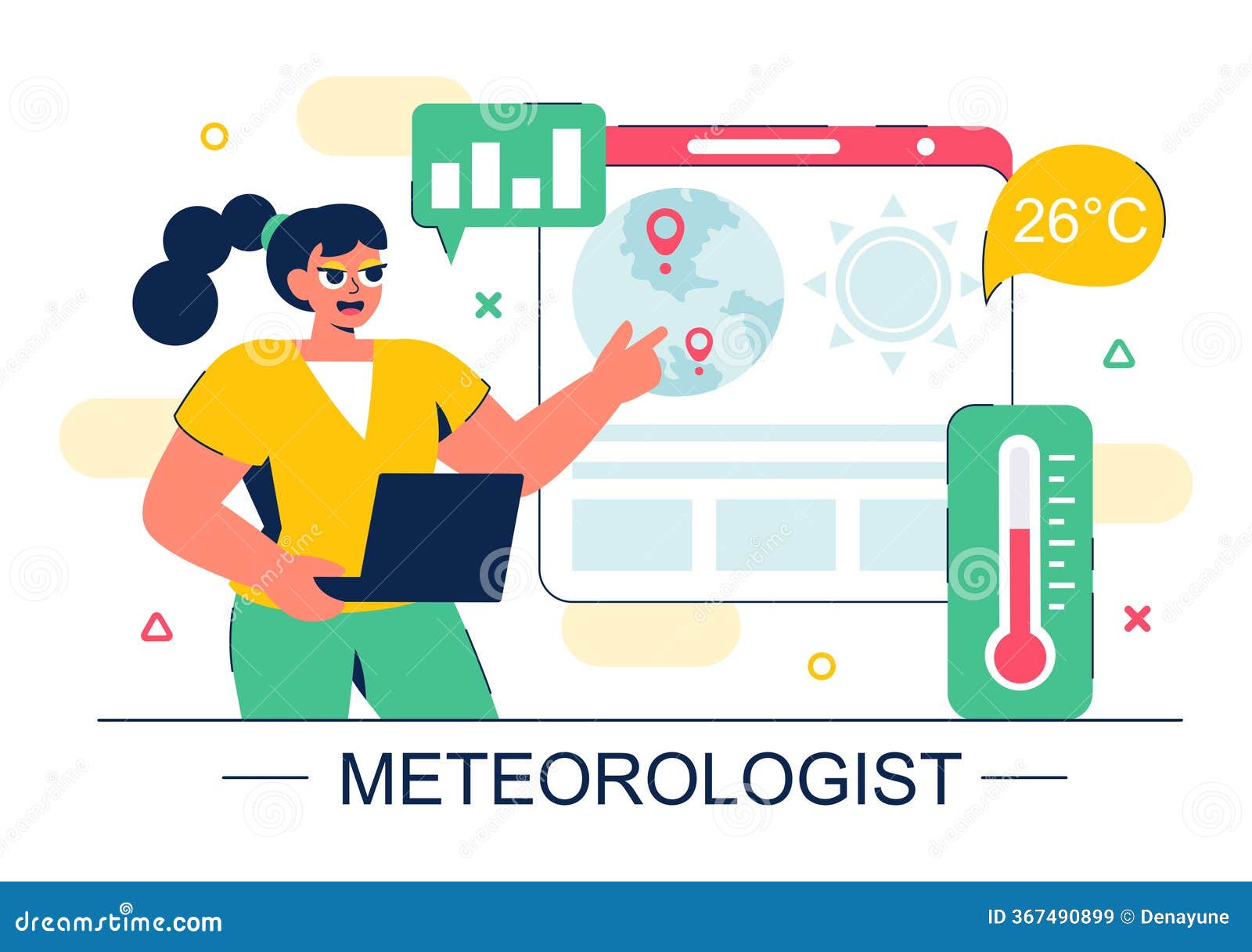 Meteorologist Vector Illustration Featuring A Weather Forecaster ...