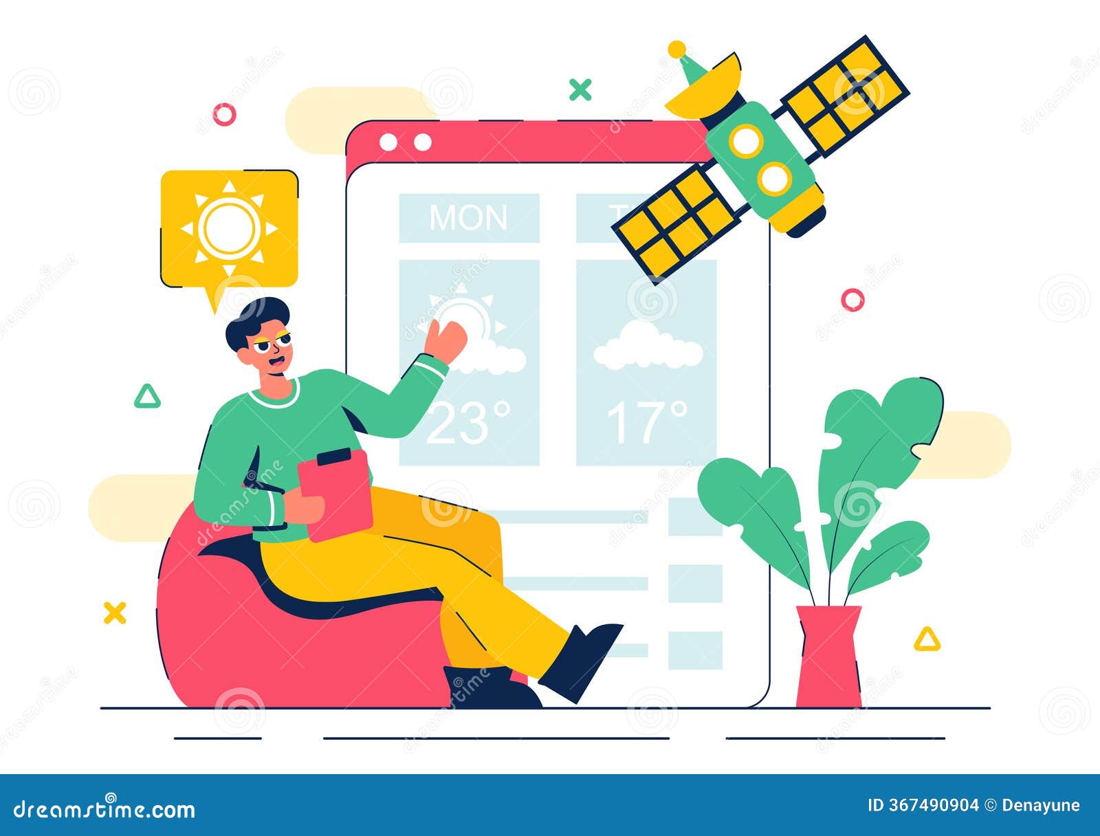 Meteorologist Vector Illustration Featuring A Weather Forecaster ...