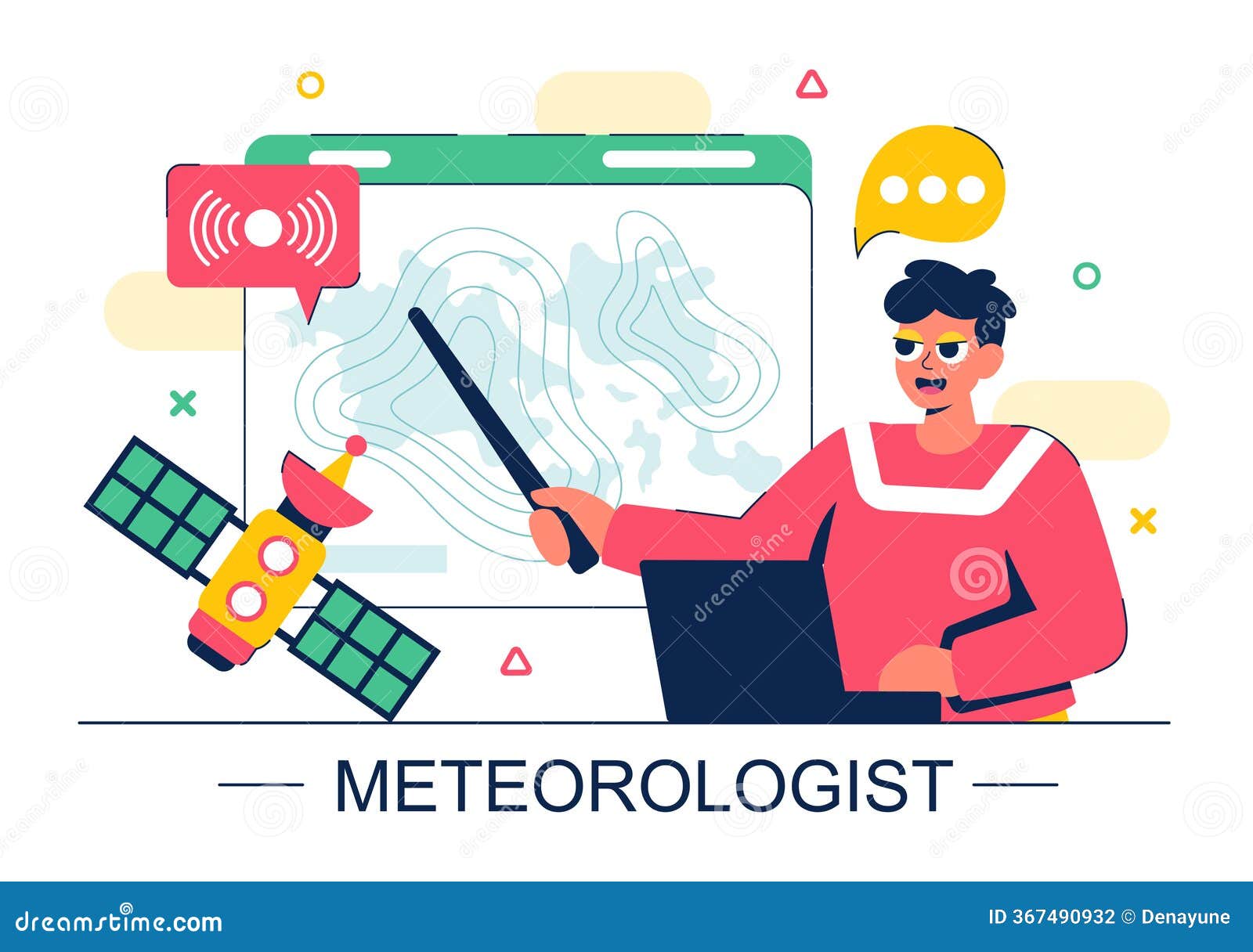 Meteorologist Vector Illustration Featuring A Weather Forecaster ...