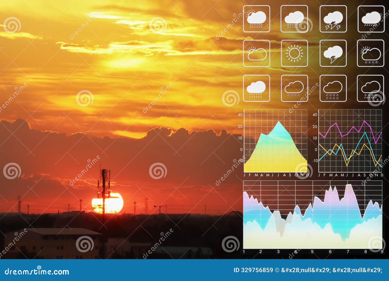 Meteorology Graph And Chart Data With Symbol Weather Stock Photo ...