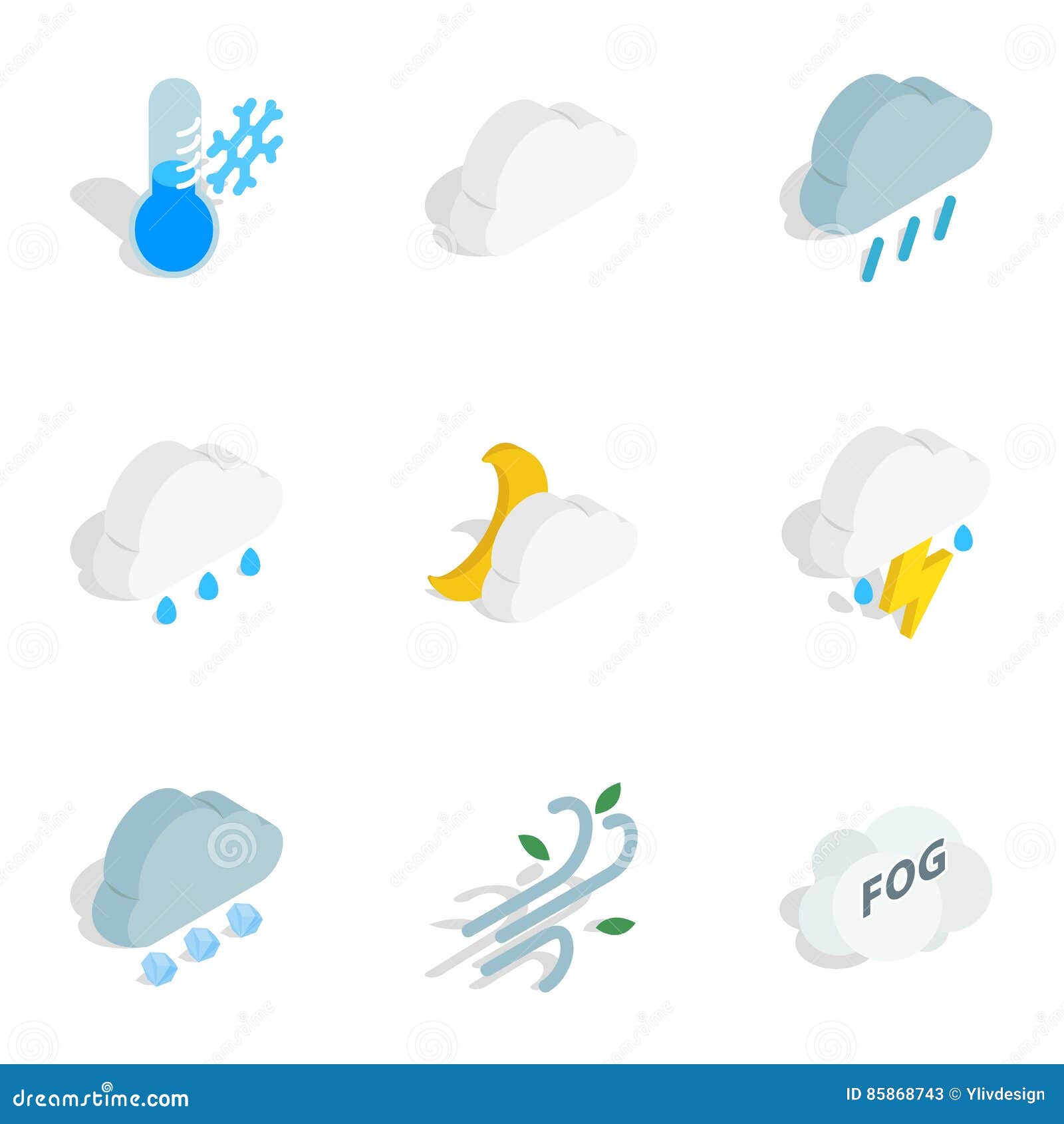 Meteorology Icons, Isometric 3d Style Stock Vector - Illustration of ...