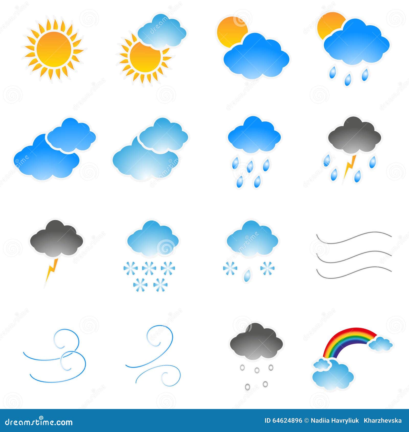Meteorology Icons set. stock vector. Illustration of wind - 64624896
