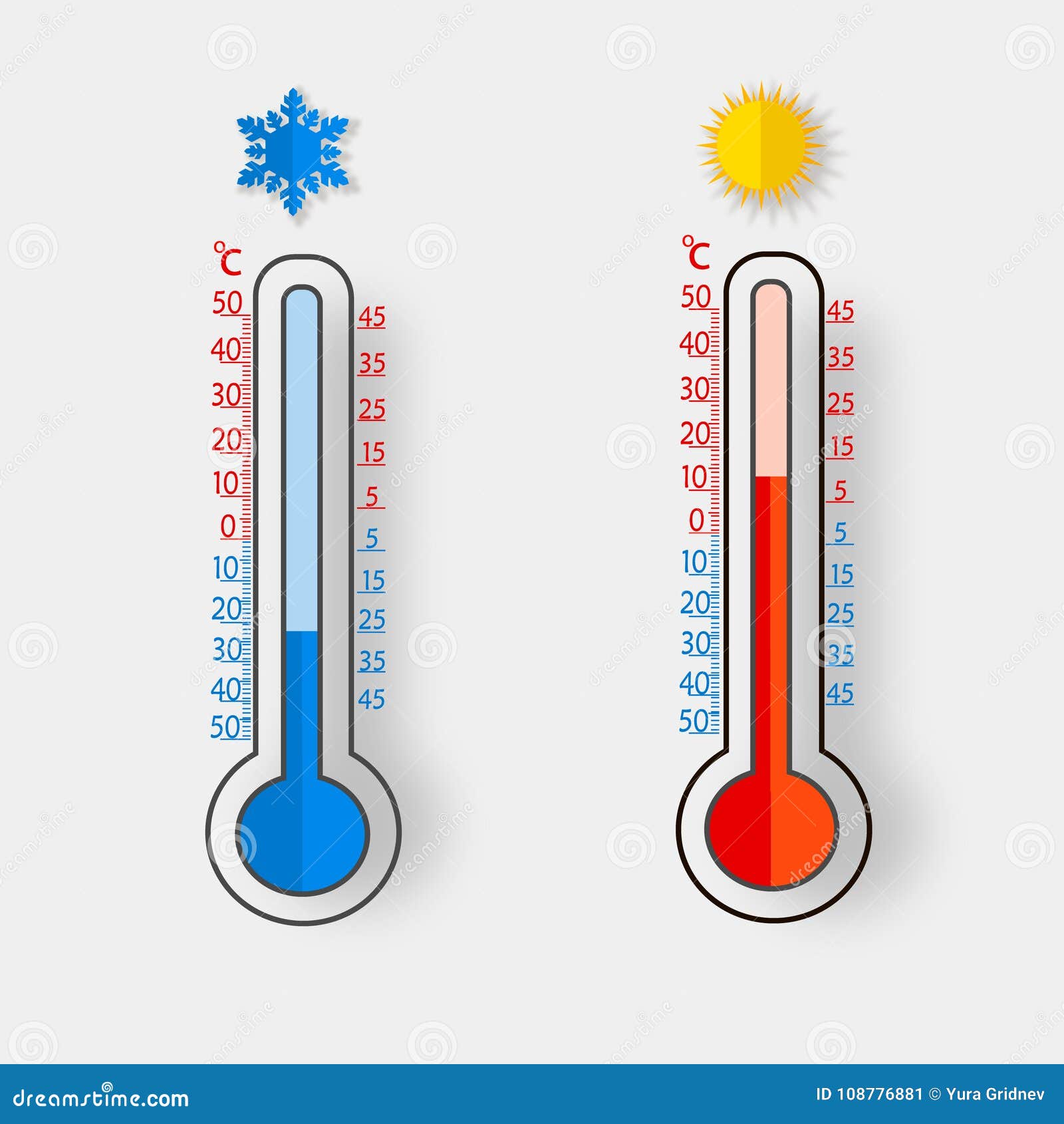 Meteorology Thermometers Isolated. Cold and Heat Temperature. Vector ... Meteorology Thermometers Isolated. Cold and Heat Temperature. Vector ...