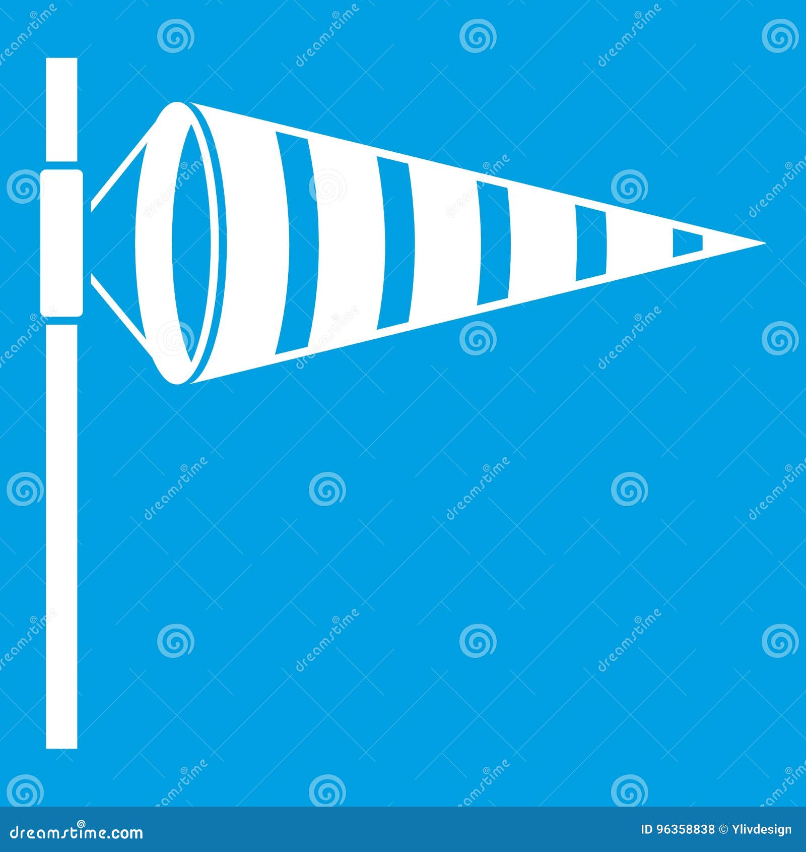 Meteorology Windsock Inflated by Wind Icon White Stock Vector ...