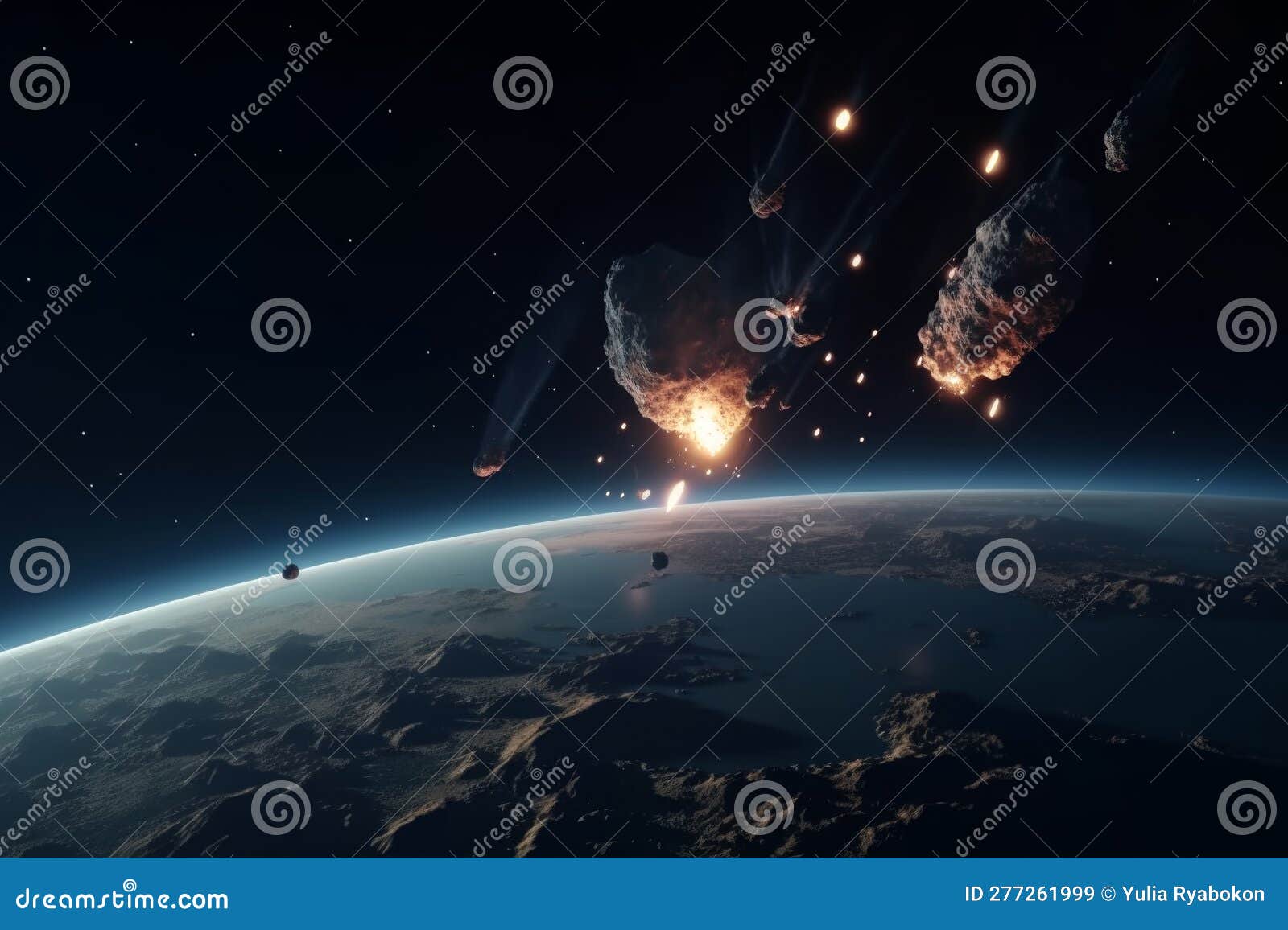 Meteors Hit And Explode In Space Stock Photography | CartoonDealer.com ...