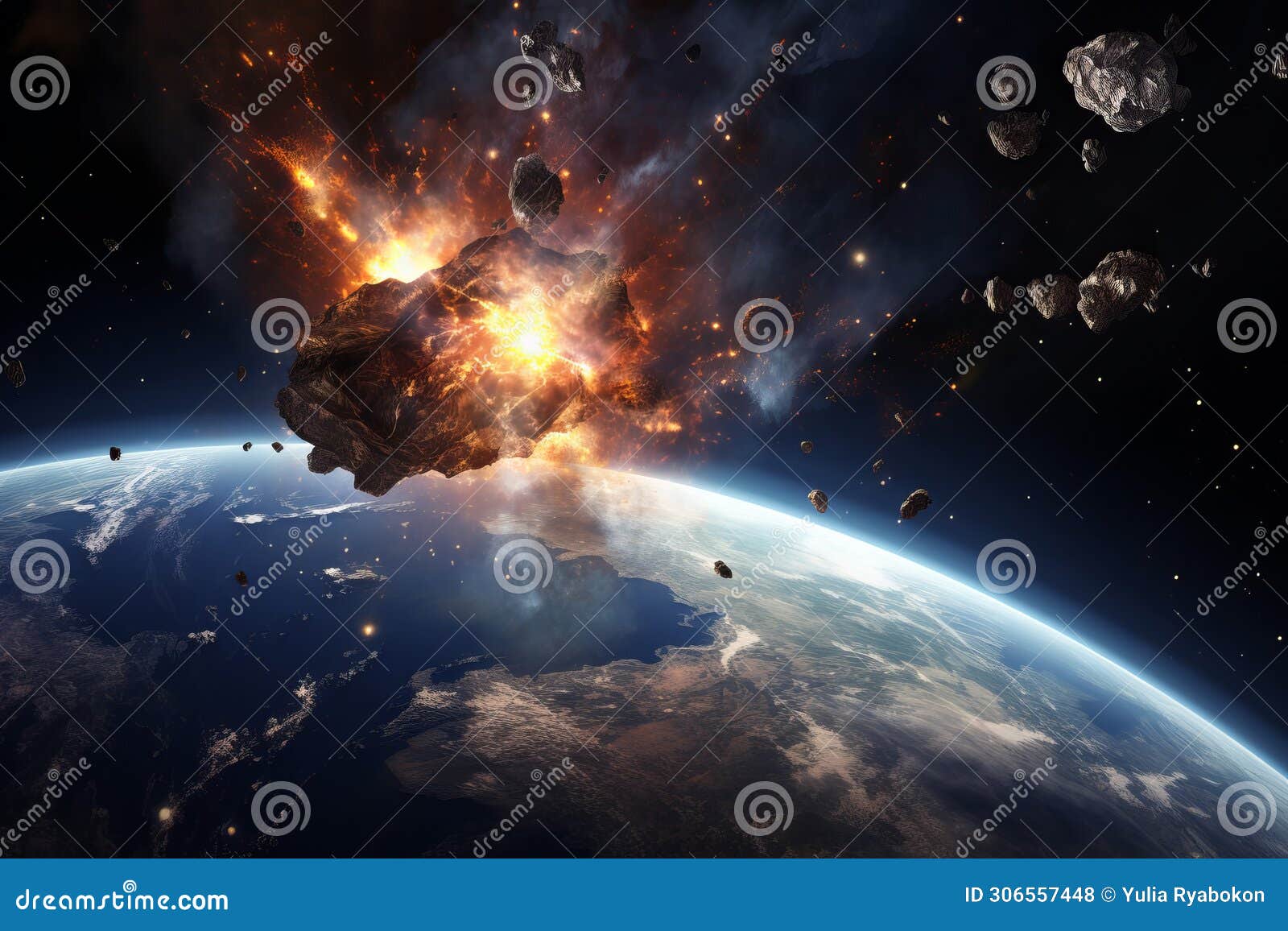 Meteors Hit Earth. Generate Ai Stock Photo - Image of globe, asteroid ...