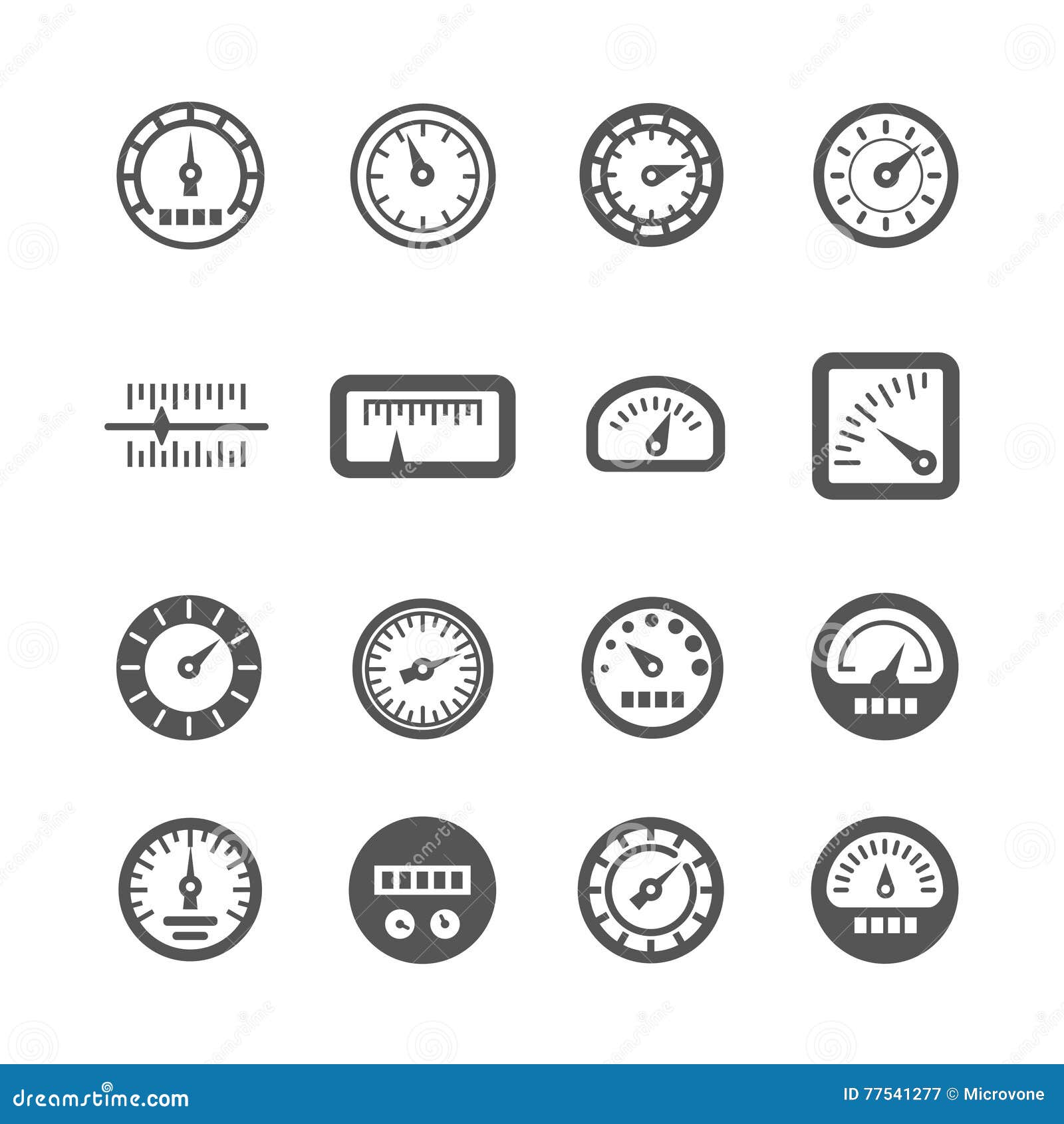 Meter, Control Panel, Speedometer Vector Icons Set Stock Vector ...