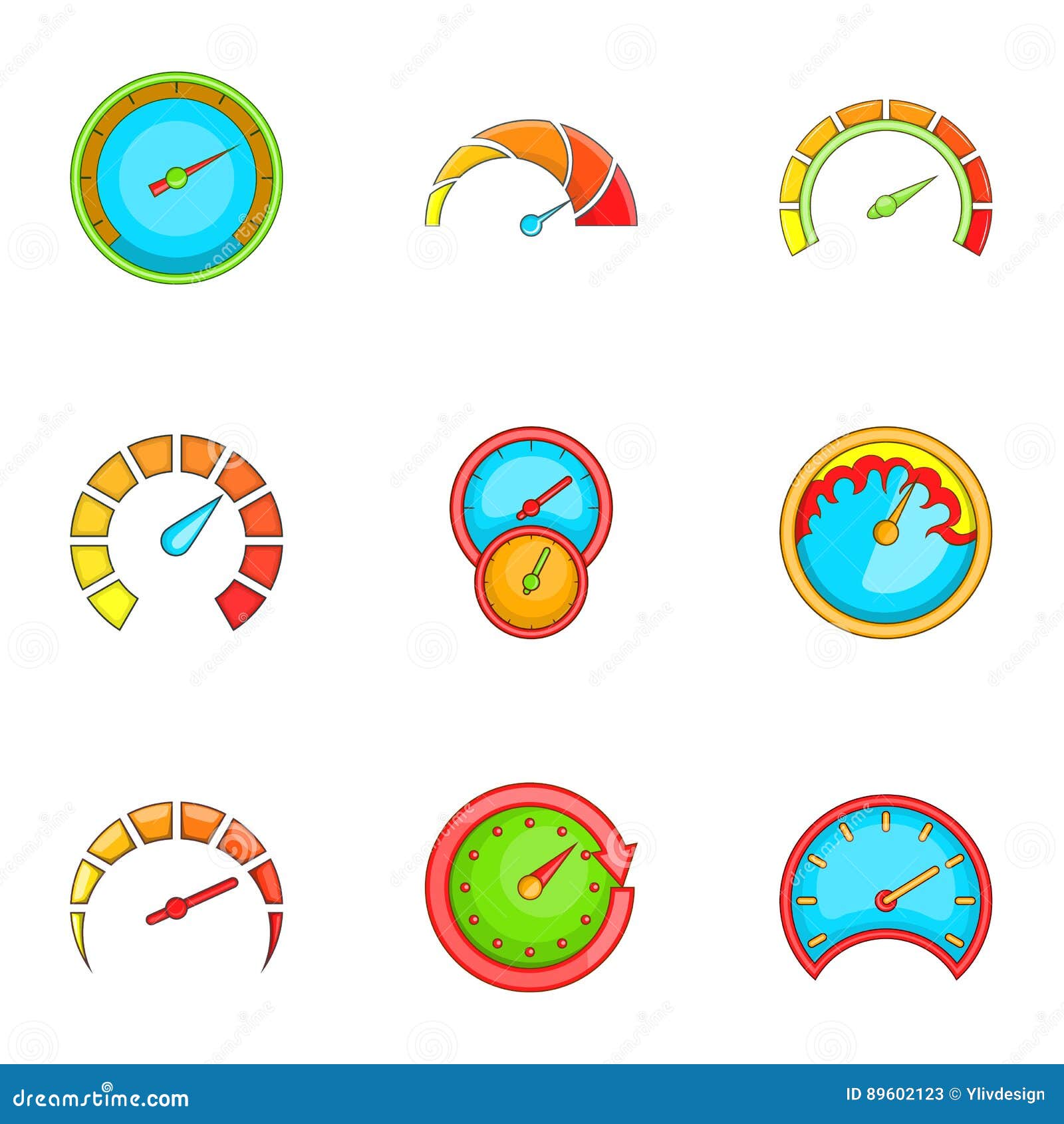 Meter Icons Set, Cartoon Style Stock Vector - Illustration of indicate ...