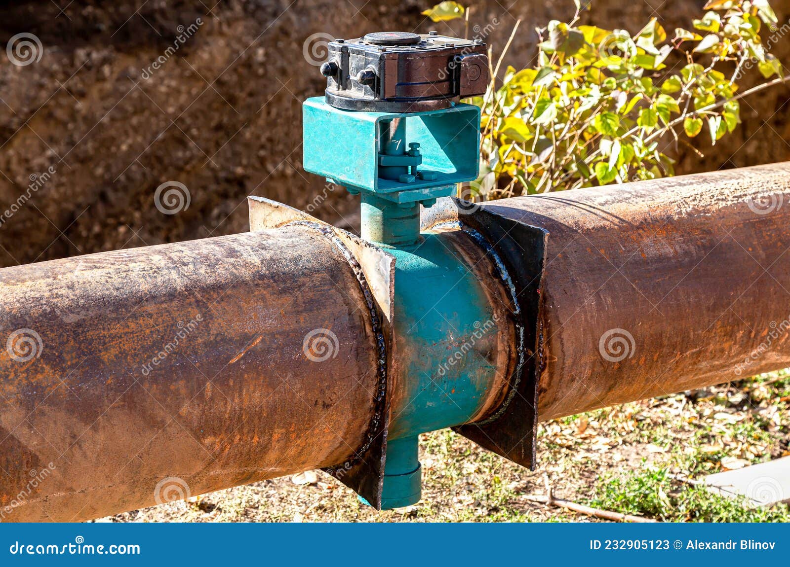 Meter on a Large Water Pipeline Stock Image - Image of municipal ...