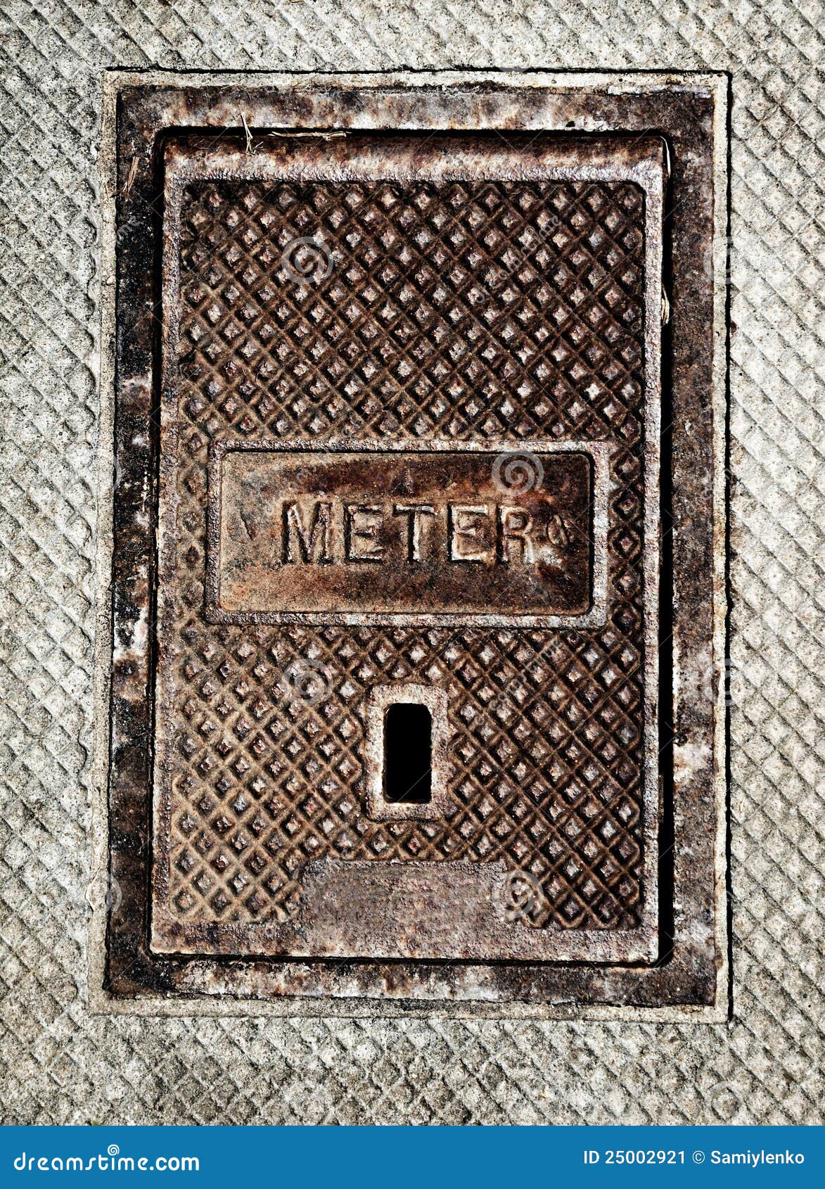 A meter lid in ground stock image. Image of rusty, underground - 25002921
