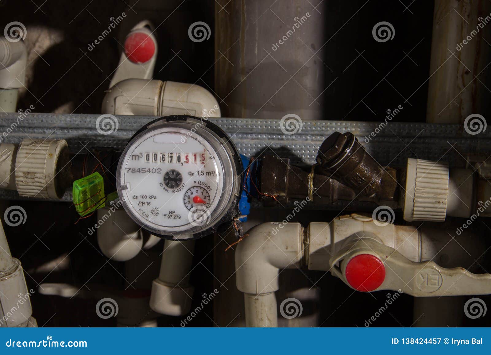 Water Flow Meter. Several Cubic Meters on the Screen Stock Image ...
