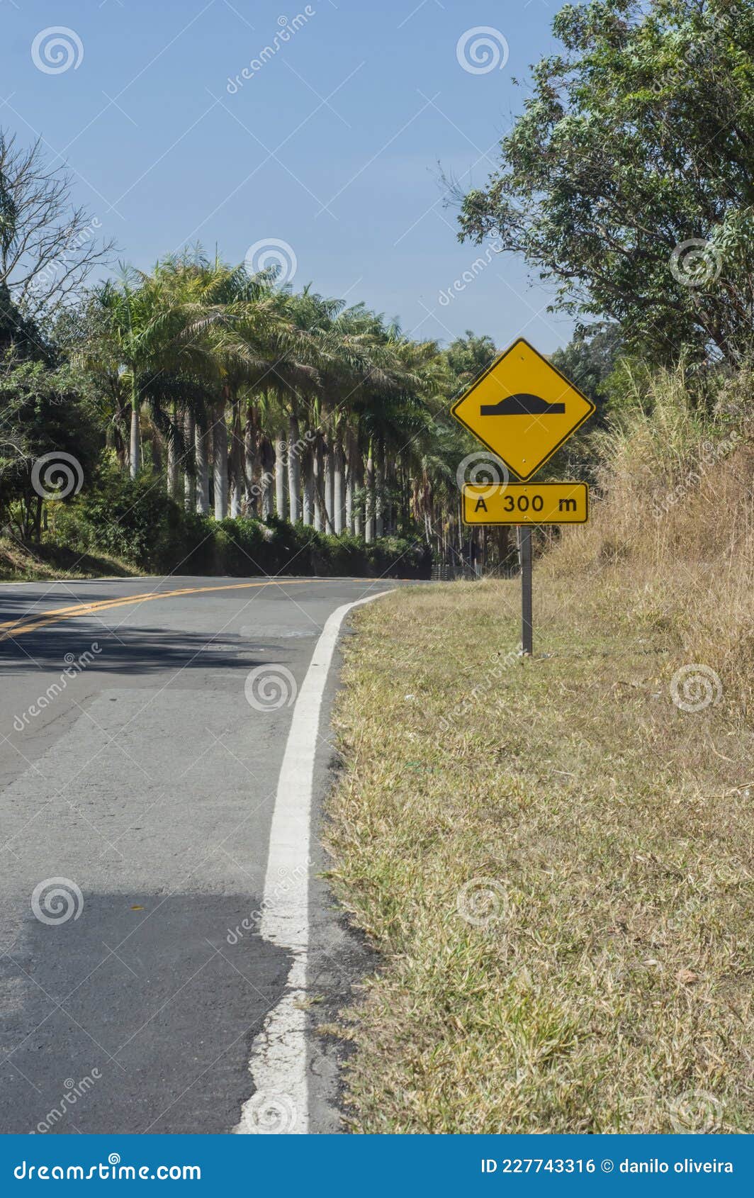300 Meter Spine, Written on a Sign that is on a Road, Copy Space on the ...