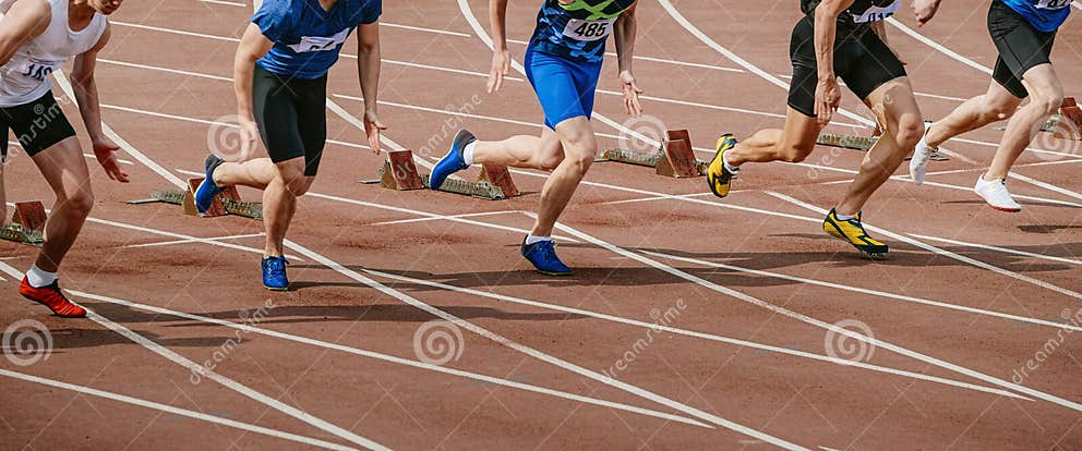 100-meter Sprint Race in Track and Field Stock Photo - Image of line ...