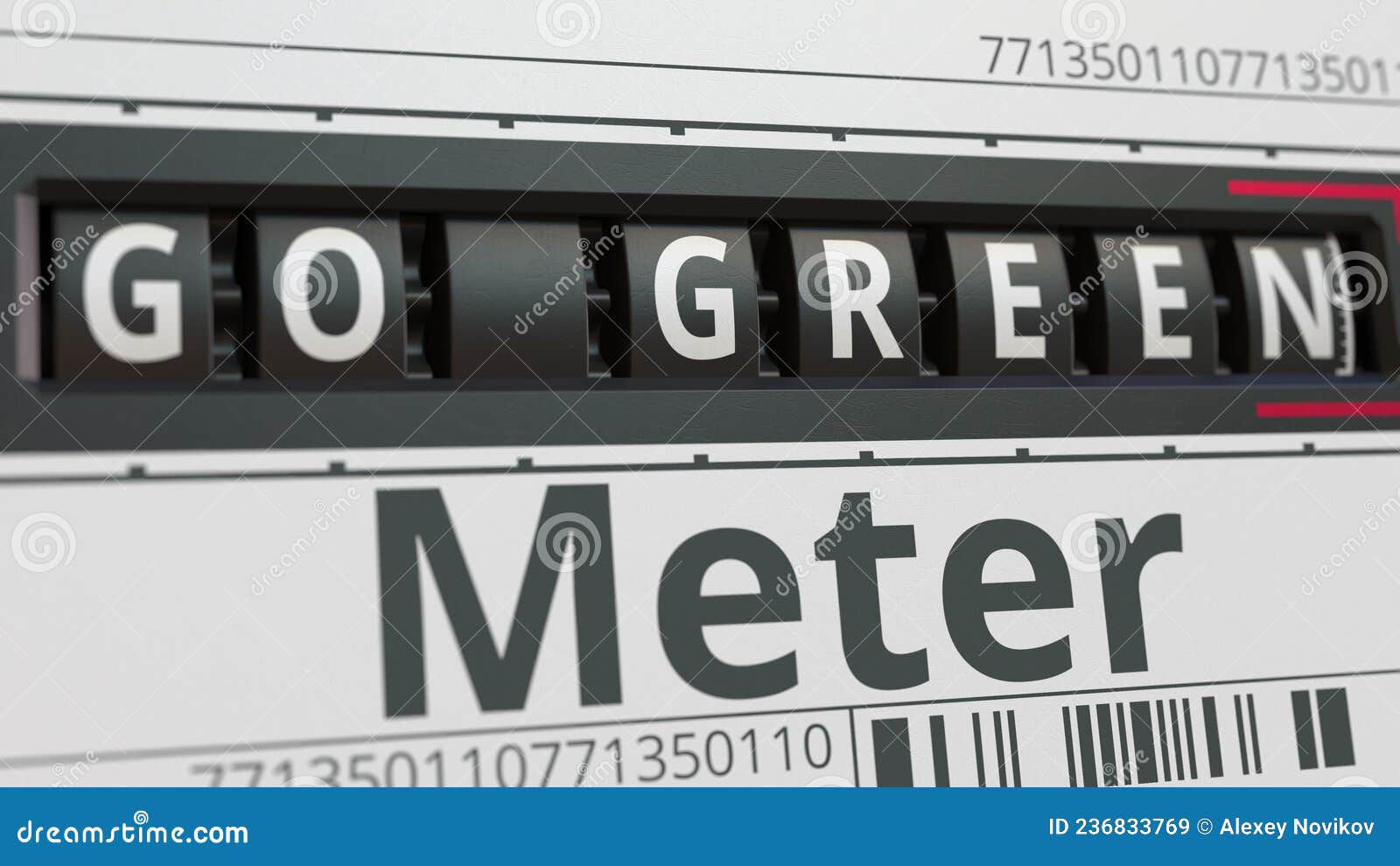 Analog Counter or Meter with GO GREEN Text. Conceptual 3D Rendering ...