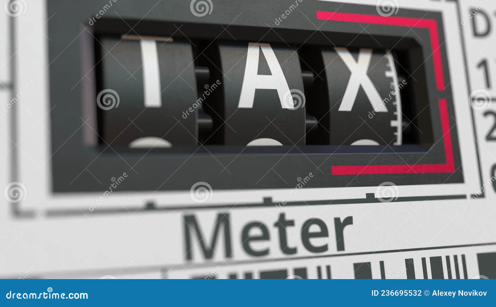 Analog Counter or Meter with TAX Text. Conceptual 3D Rendering Stock ...