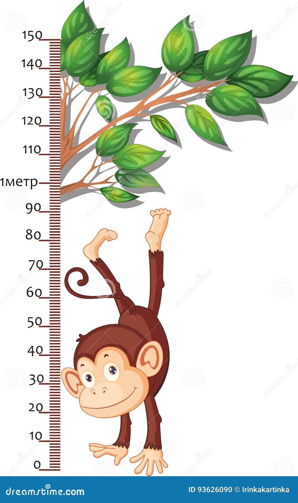 Meter To Measure Growth with a Monkey Stock Vector - Illustration of ...