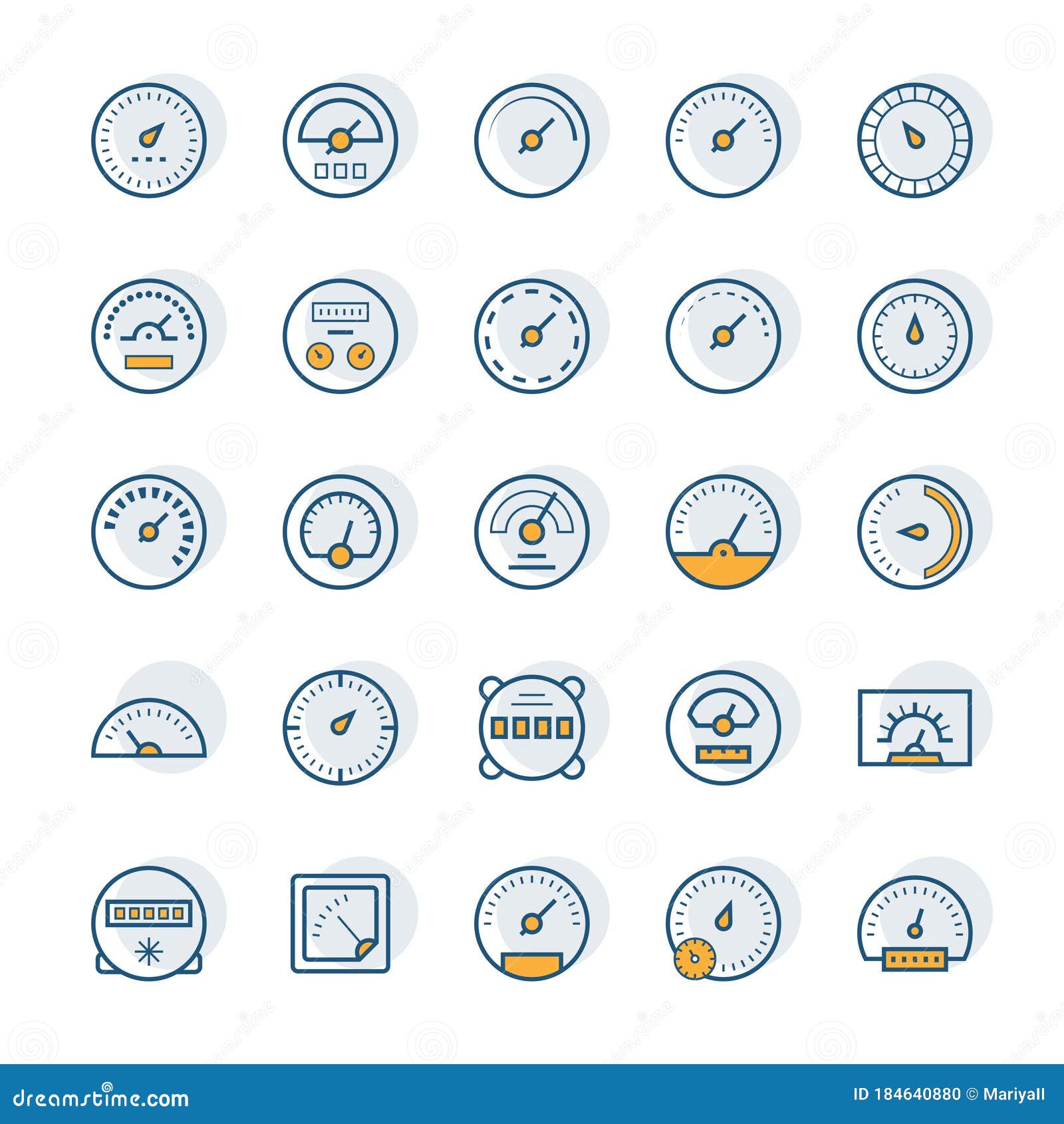 Meter Vector Icons in Thin Line Style Stock Vector - Illustration of ...