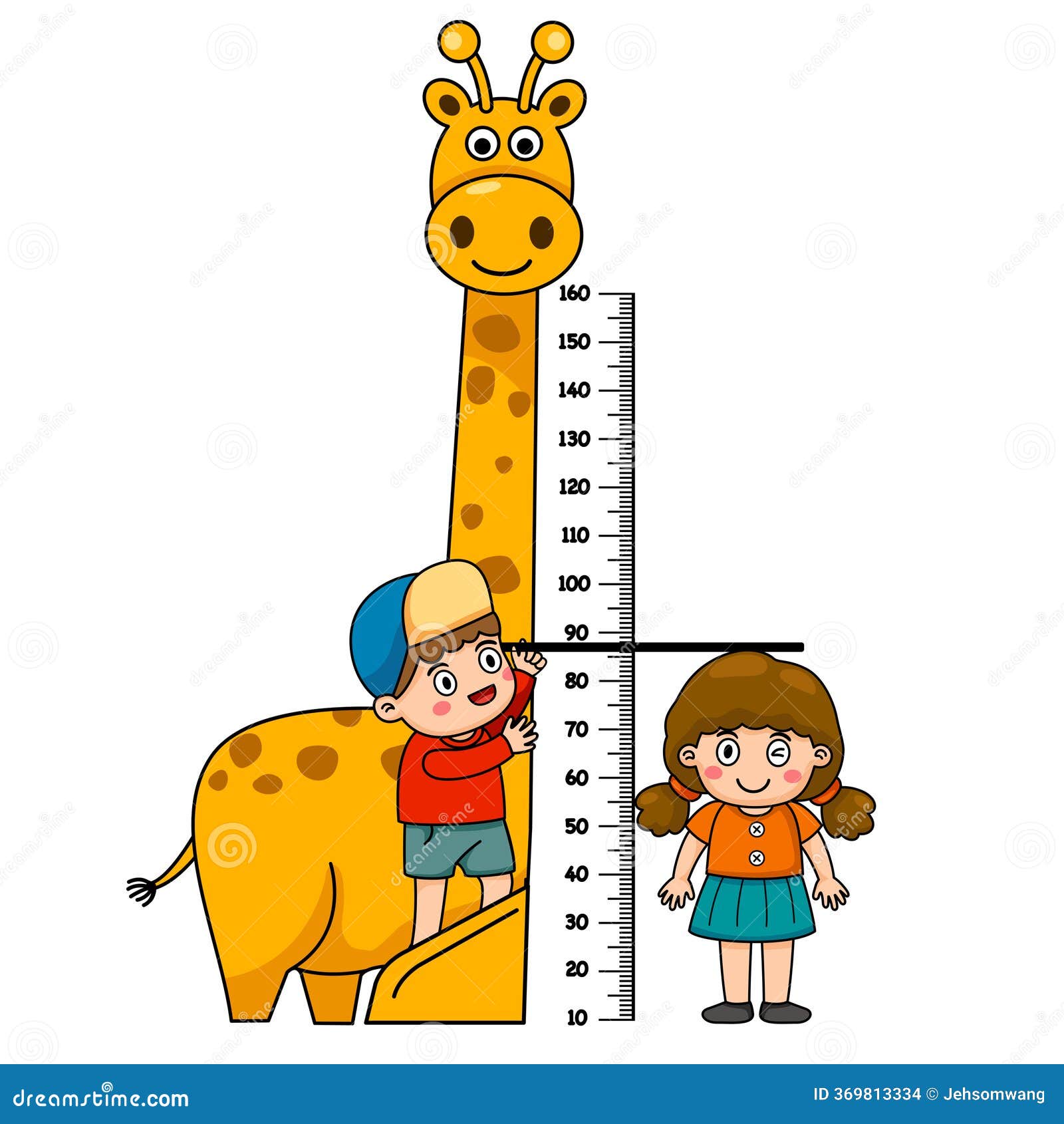 Meter Wall With Funny Sparrow And Ostrich Vector Illustration ...