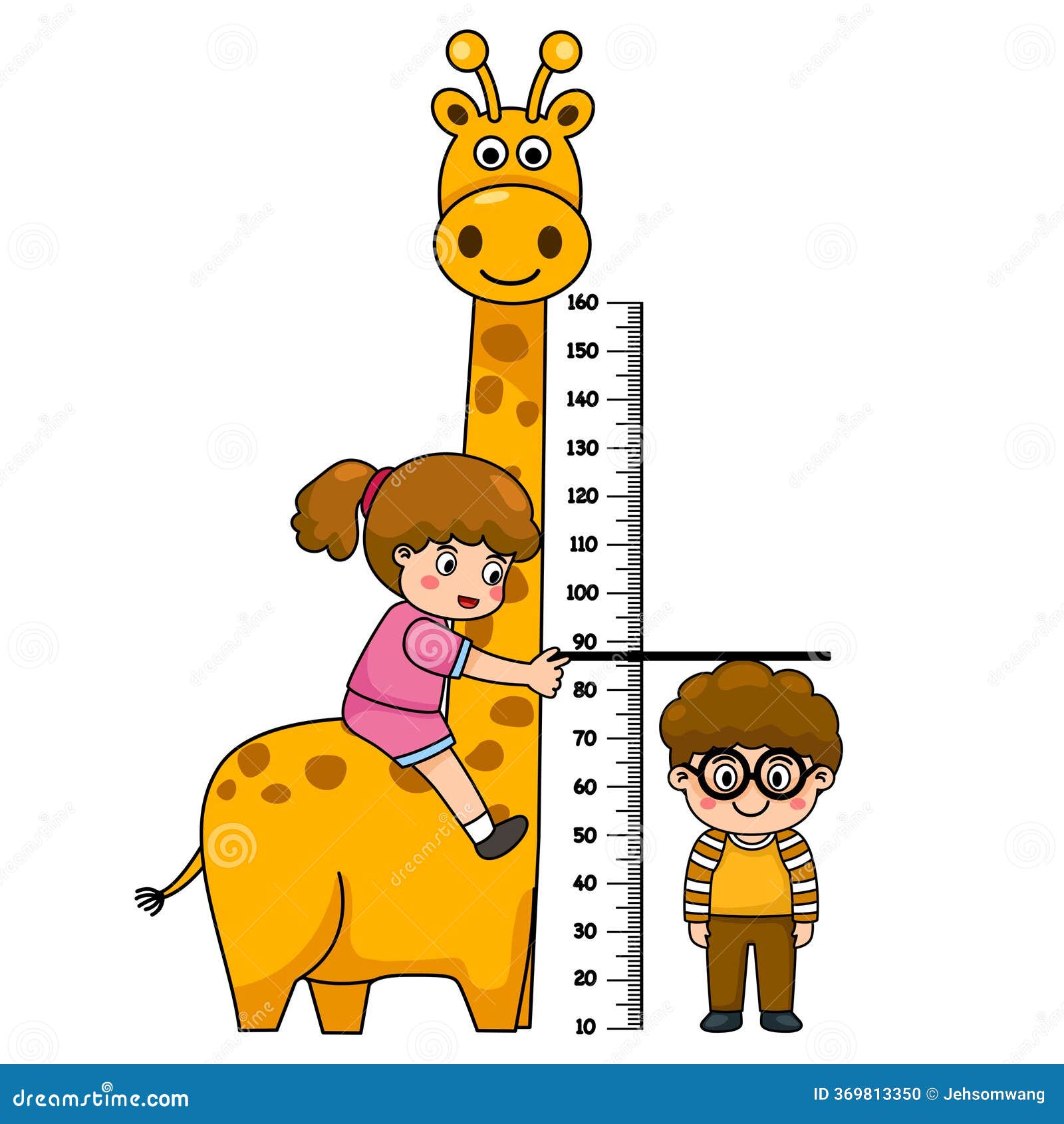 Meter Wall With Funny Sparrow And Ostrich Vector Illustration ...