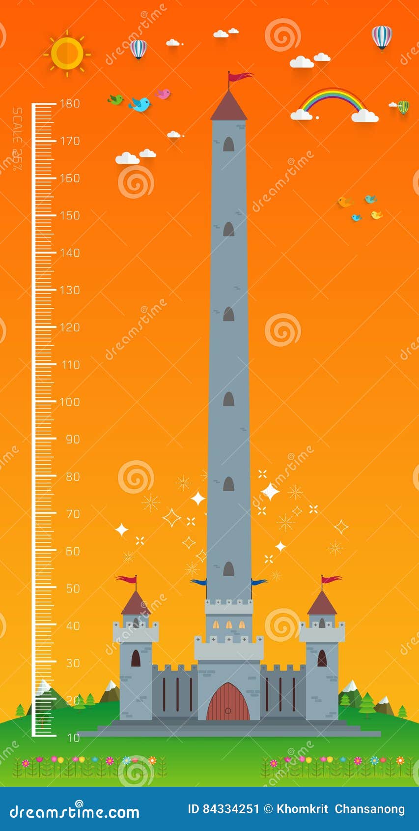 Meter Wall of Castle Princesses Stock Vector - Illustration of pink ...