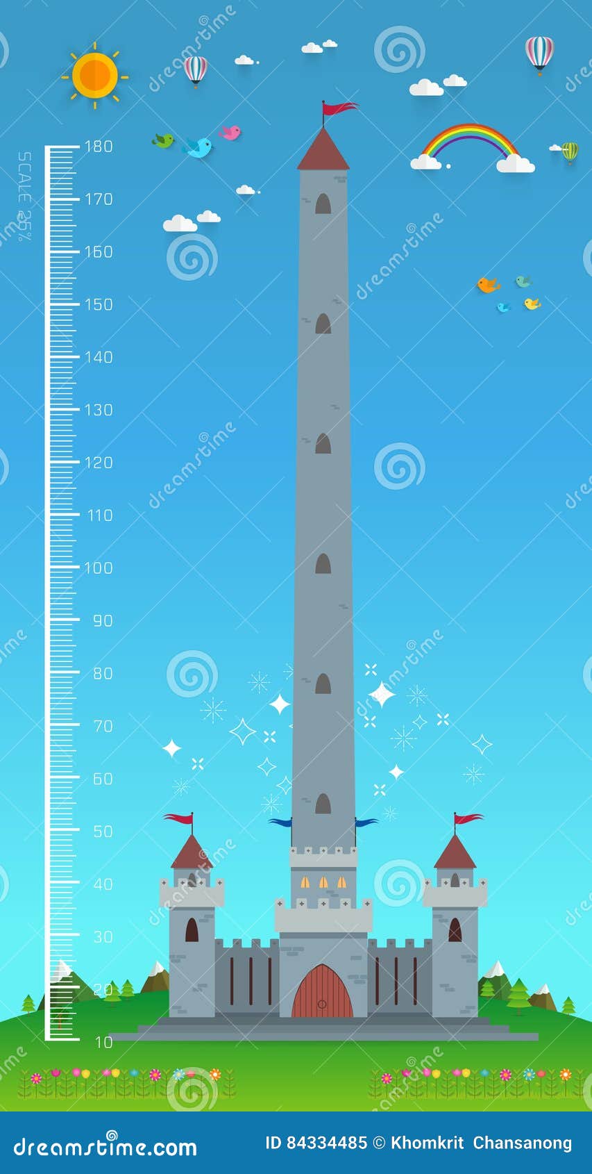 Meter Wall of Castle Princesses Stock Vector - Illustration of girl ...