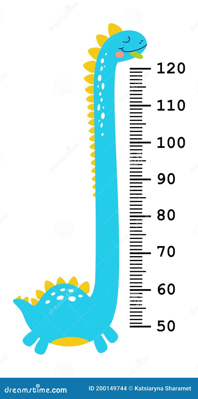 Meter Wall with Dinosaur on White Background. Vector Stock Vector ...