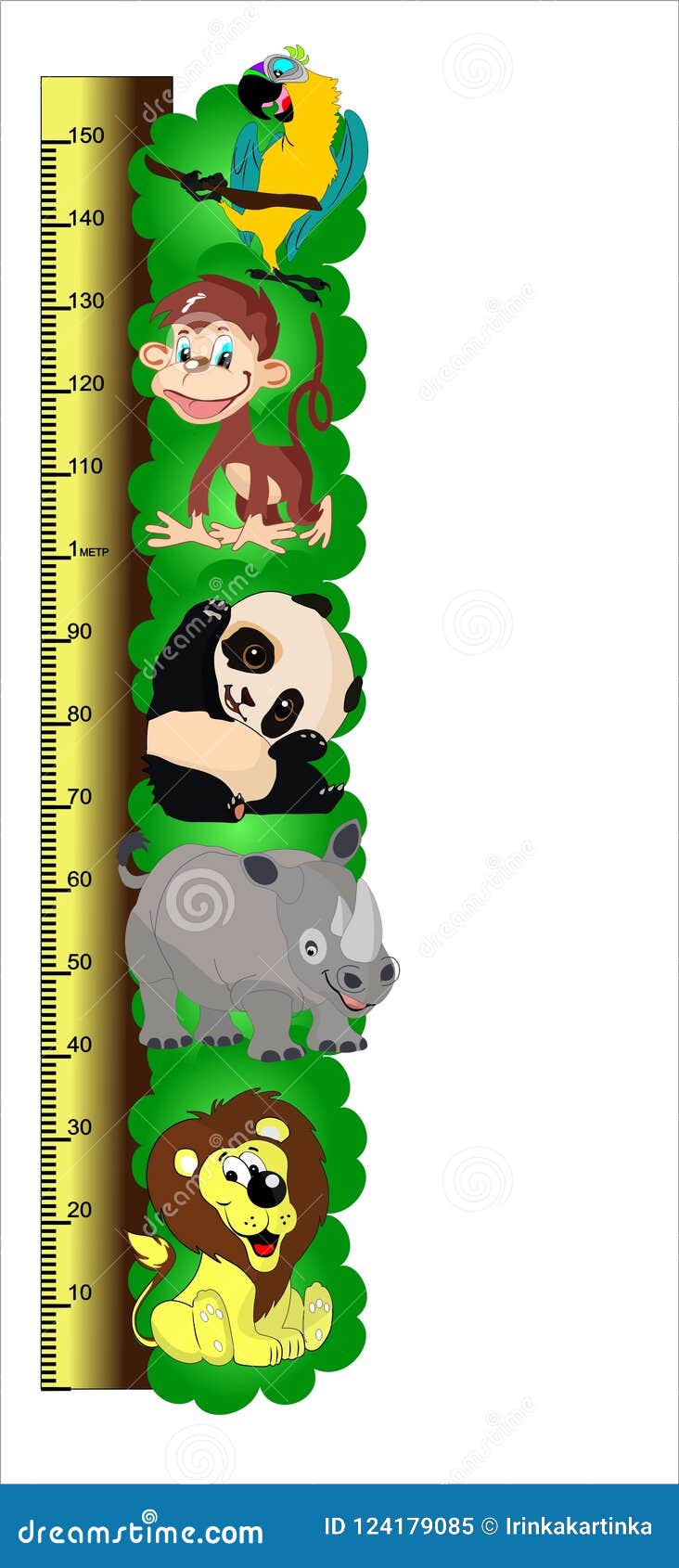 Meter on the Wall with Funny Funny Cartoon Animals Stock Vector ...