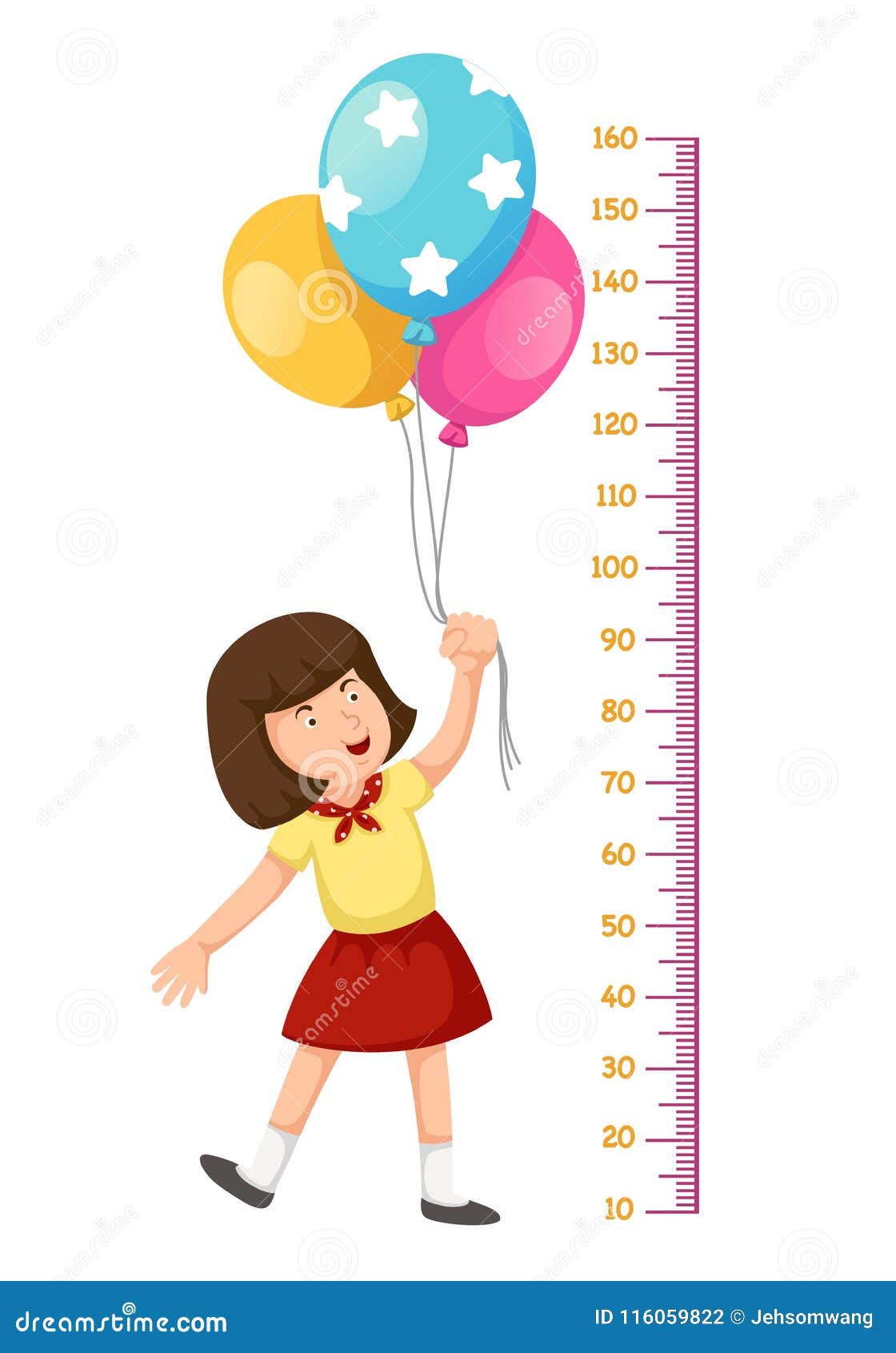Meter Wall Girl Flying with Balloons Stock Vector - Illustration of ...
