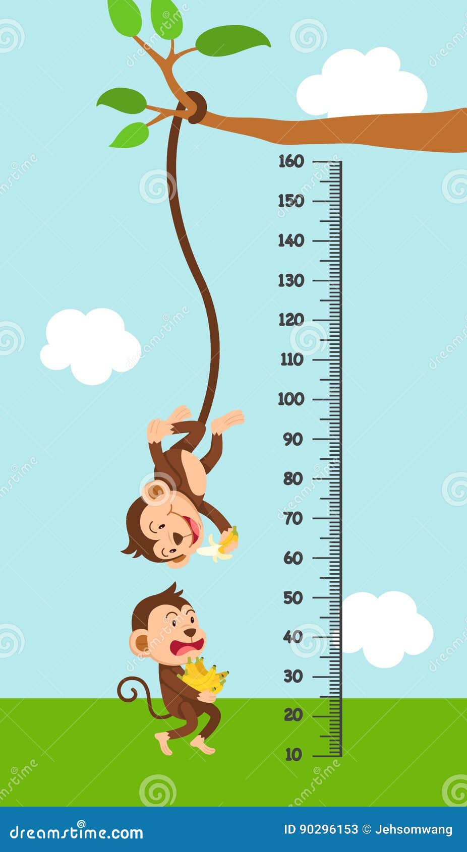 Meter Wall with Monkey. Illustration. Stock Vector - Illustration of ...