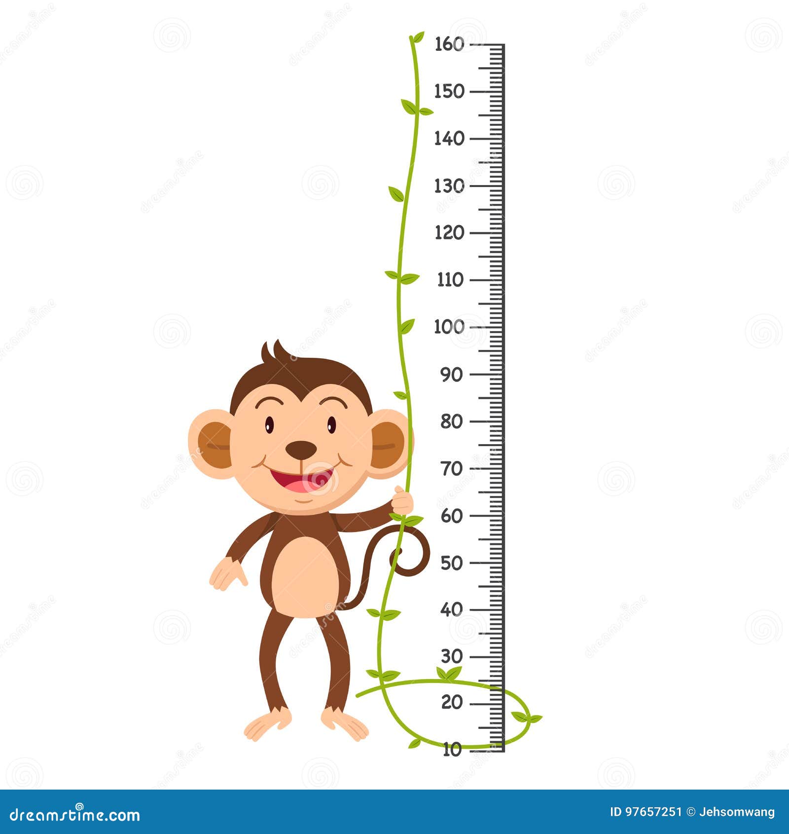 Meter Wall with Monkey Illustration. Stock Vector - Illustration of ...