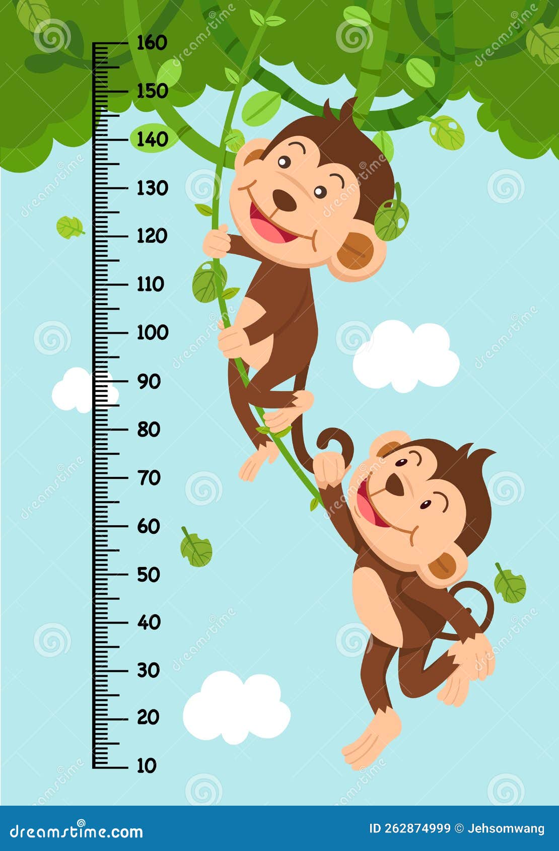 Meter wall with monkey stock vector. Illustration of measurement ...