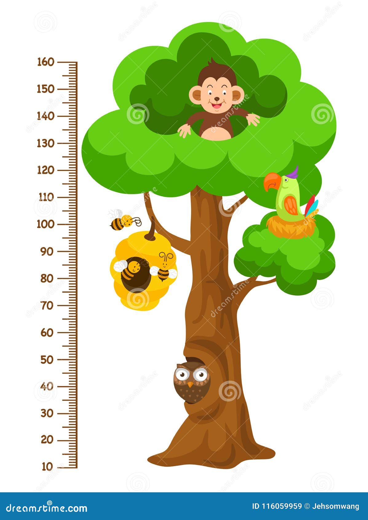 Meter wall with tree stock vector. Illustration of chart - 116059959