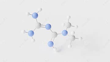 Metformin Molecule 3d, Molecular Structure, Ball and Stick Model ...
