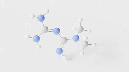 Metformin Molecule 3d, Molecular Structure, Ball and Stick Model ...