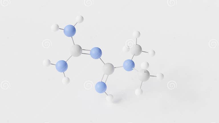 Metformin Molecule 3d, Molecular Structure, Ball and Stick Model ...