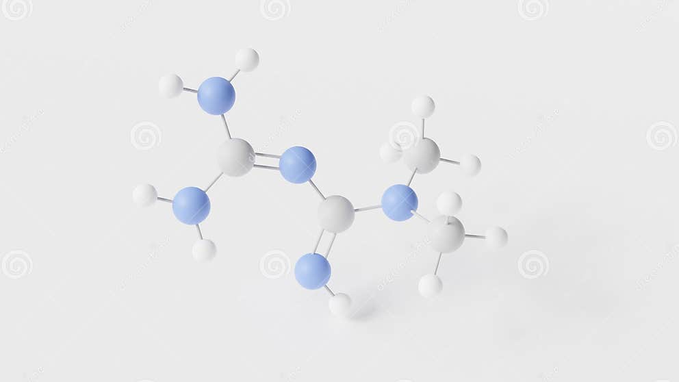 Metformin Molecule 3d, Molecular Structure, Ball and Stick Model ...