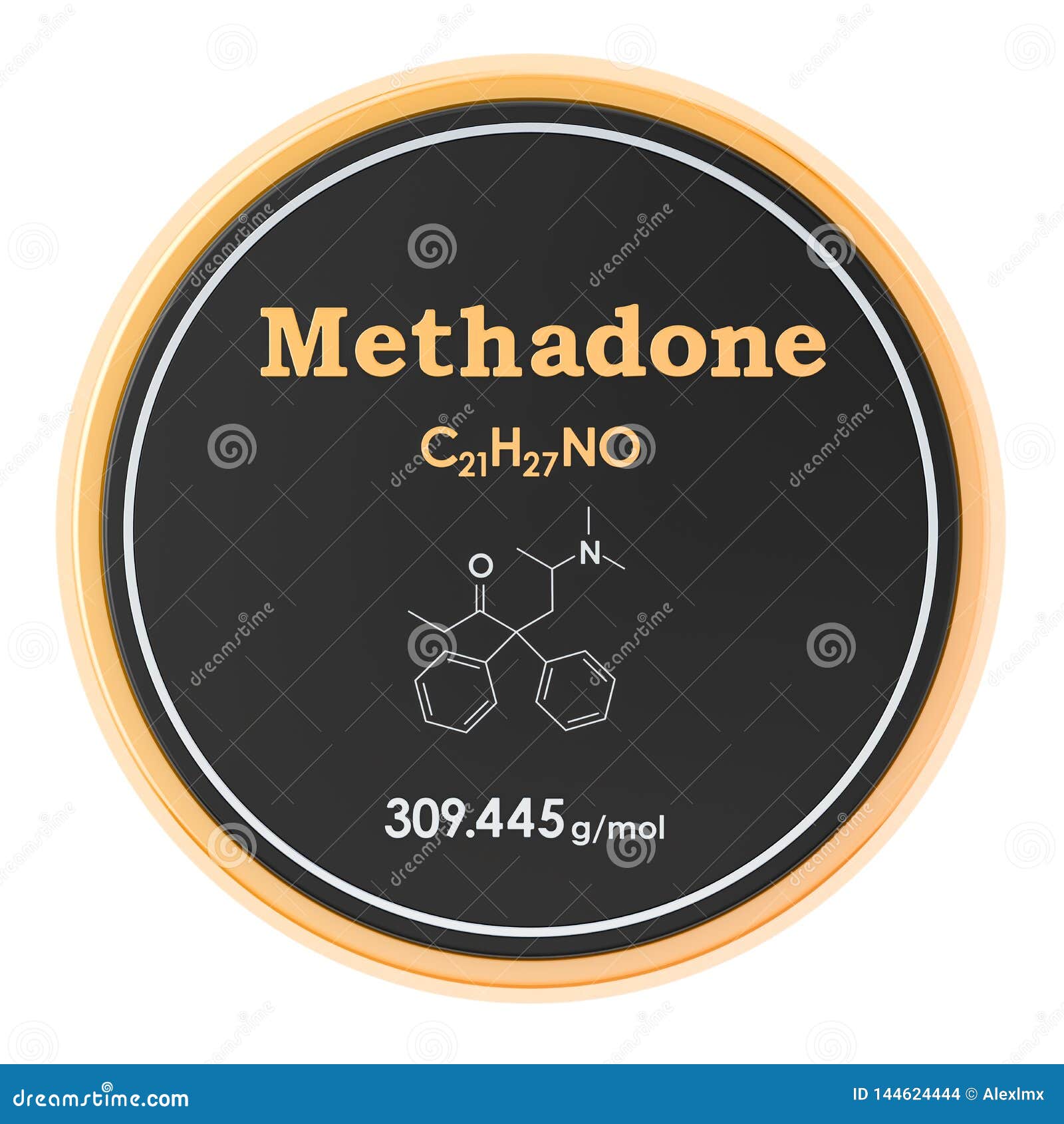 Methadone. Chemical Formula, Molecular Structure. 3D Rendering Isolated ...