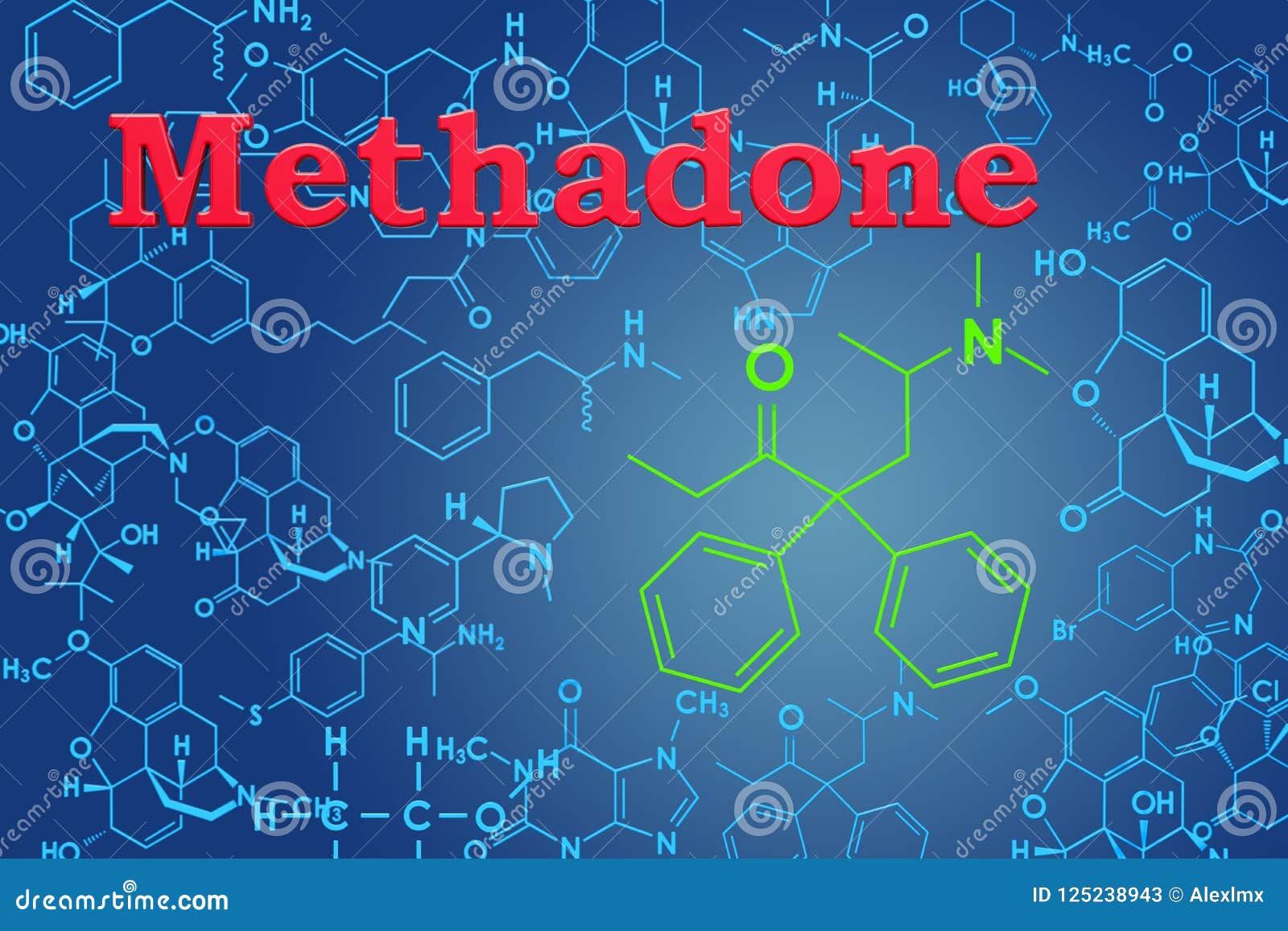 Methadone. Chemical Formula, Molecular Structure. 3D Rendering Stock ...