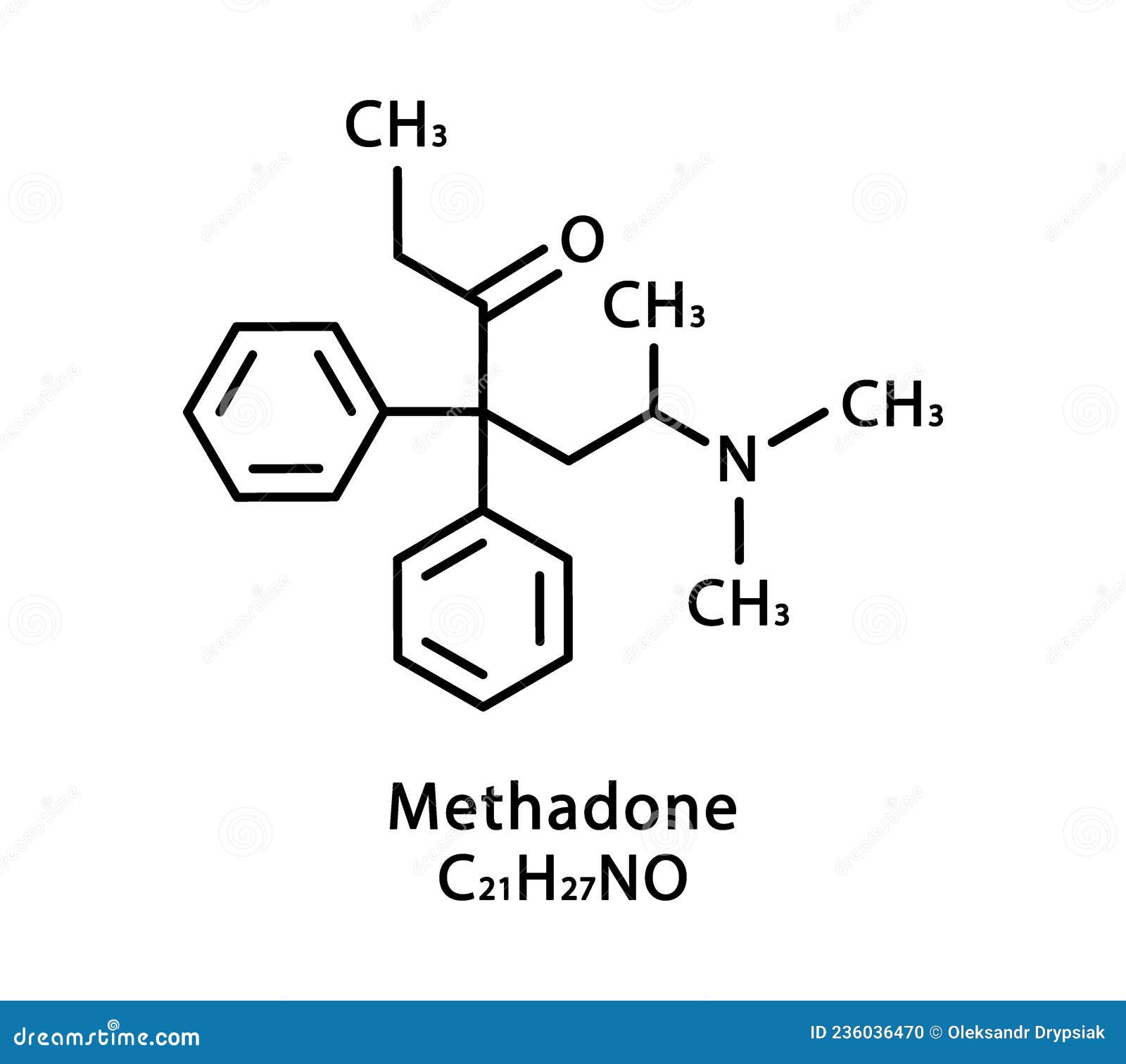 Methadone Molecular Structure. Methadone Skeletal Chemical Formula ...