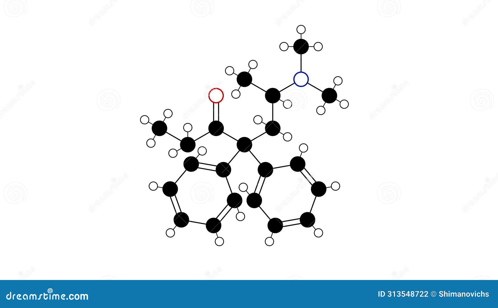 Methadone Chemical Formula. Methadone 3D Realistic Chemical Molecular ...