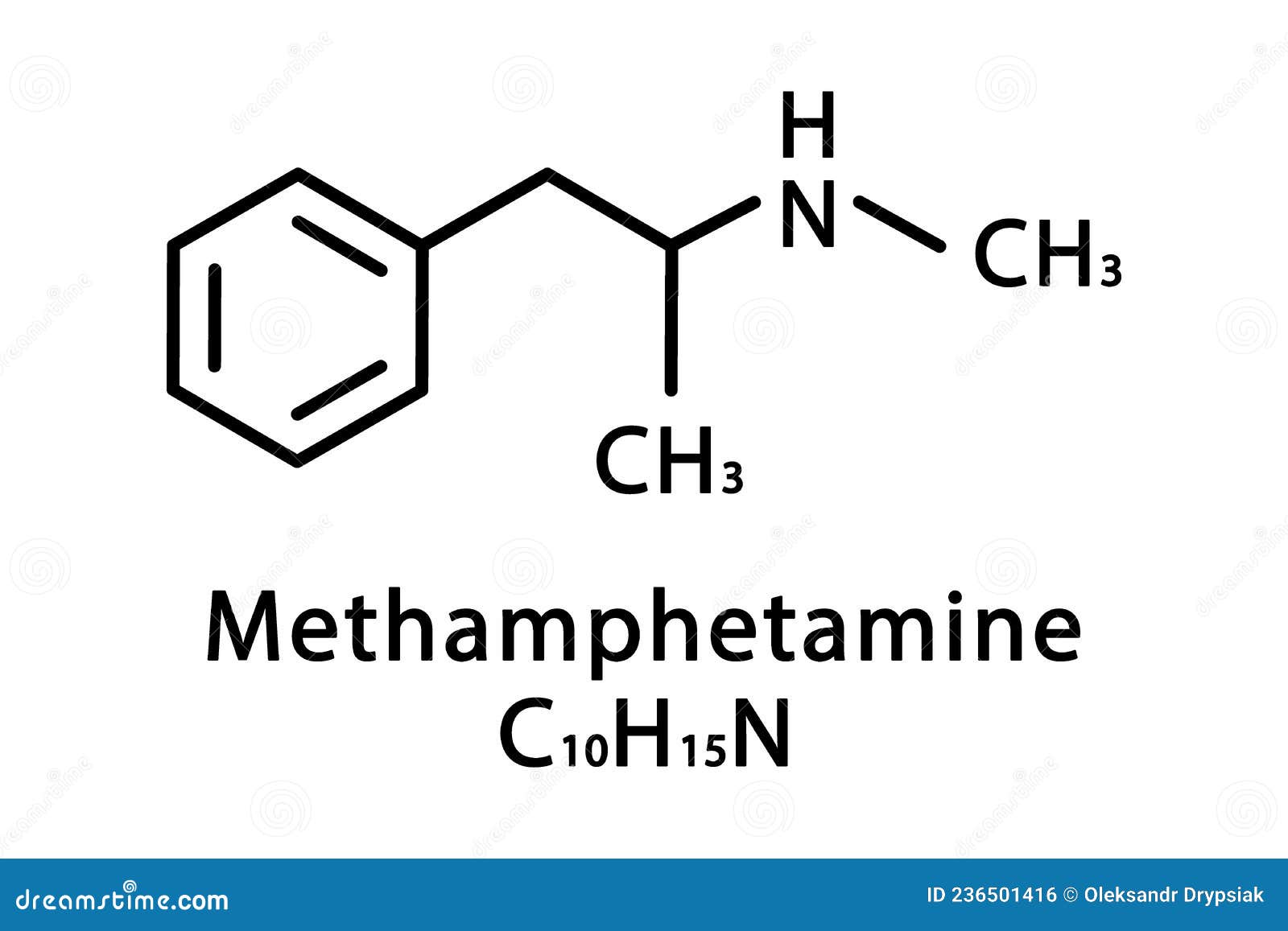 Methamphetamine, Chemical Formula, Molecular Structure. 3D Rendering ...